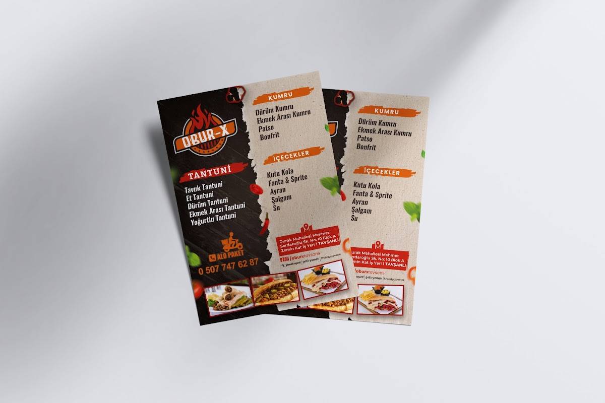 Menu at OBUR-X, Tavşanlı