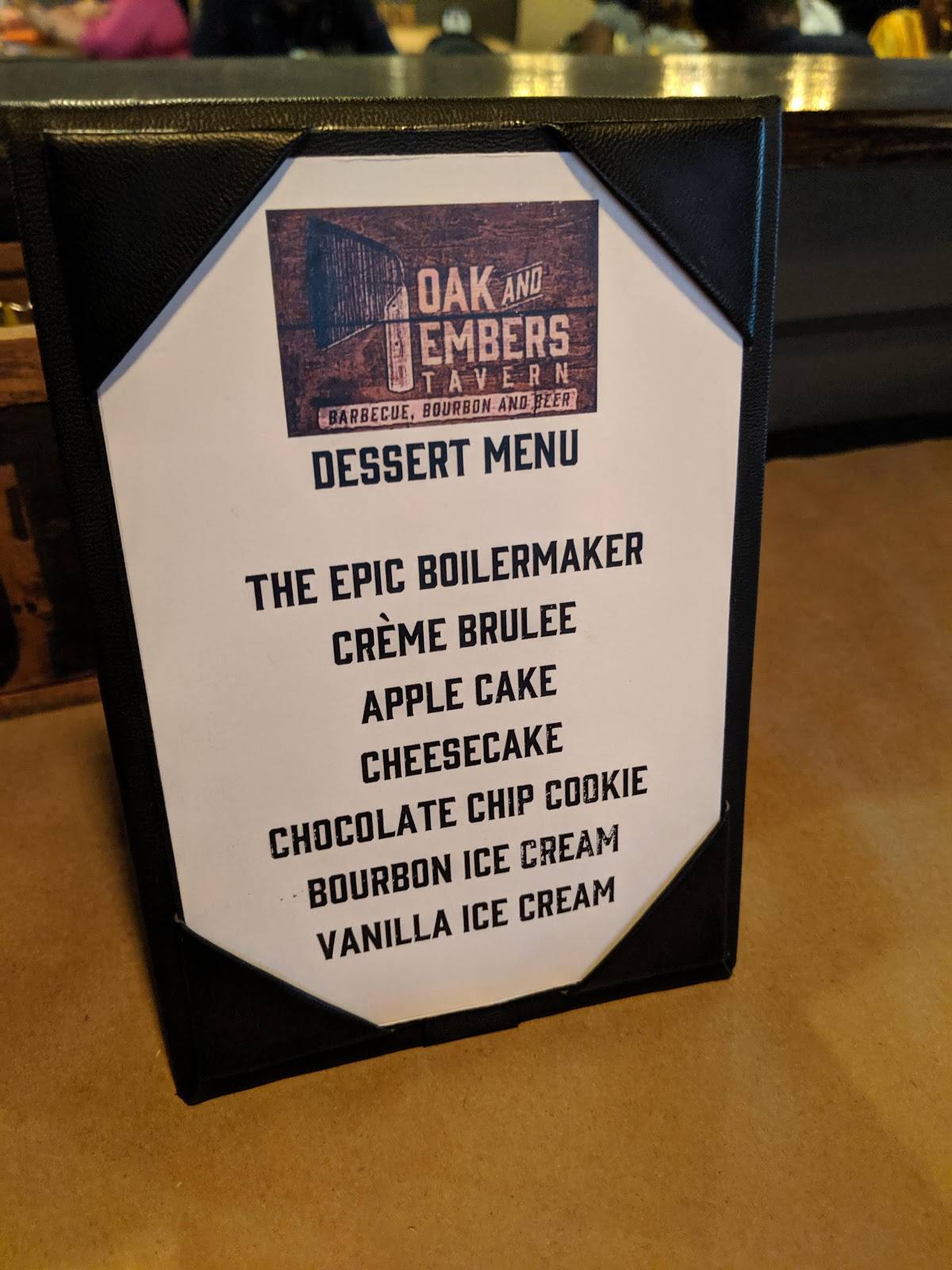 Menu at Oak & Embers Tavern restaurant, Chesterland