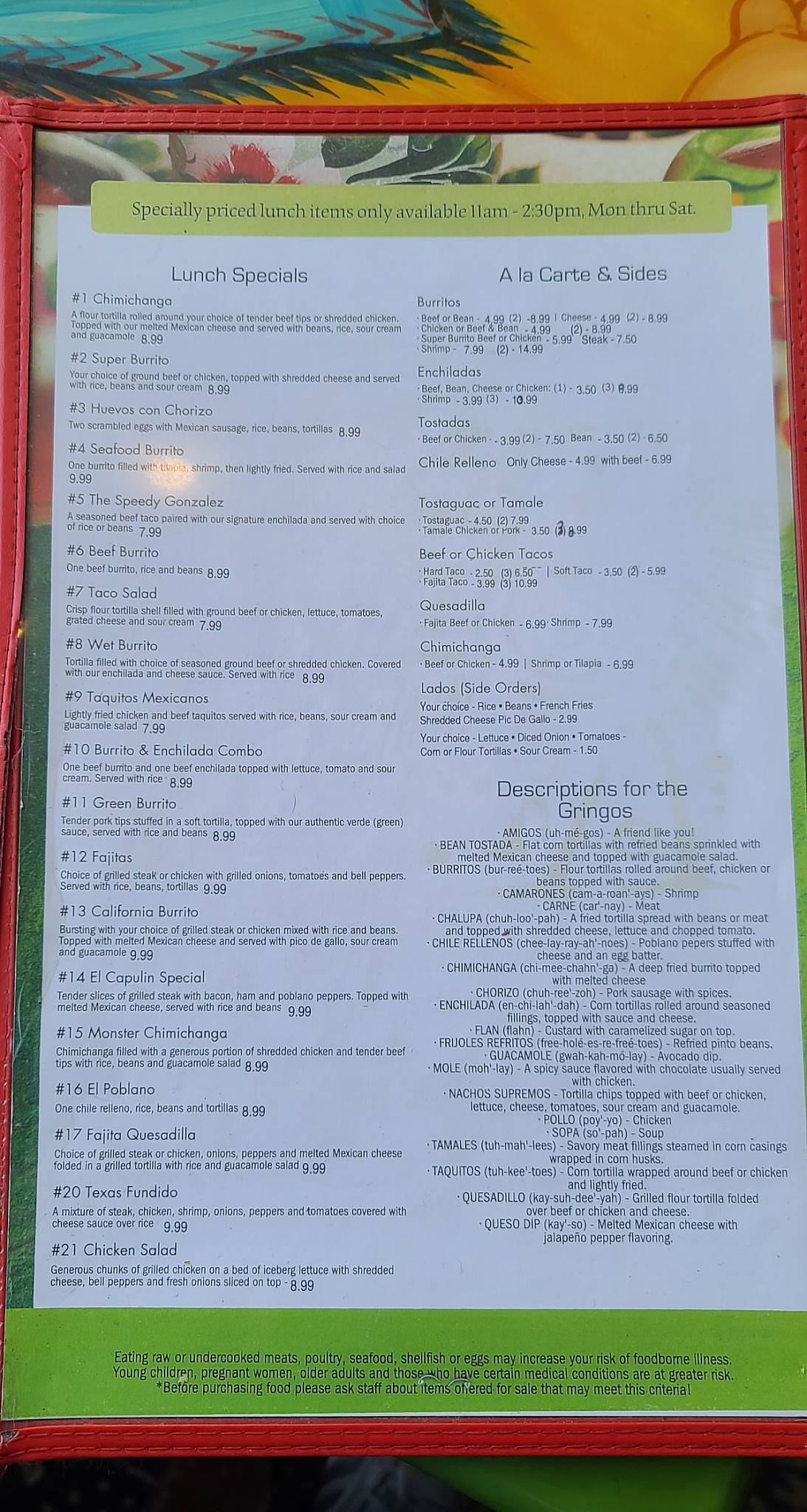 Menu at Lupitas Mexican Restaurant, Oberlin