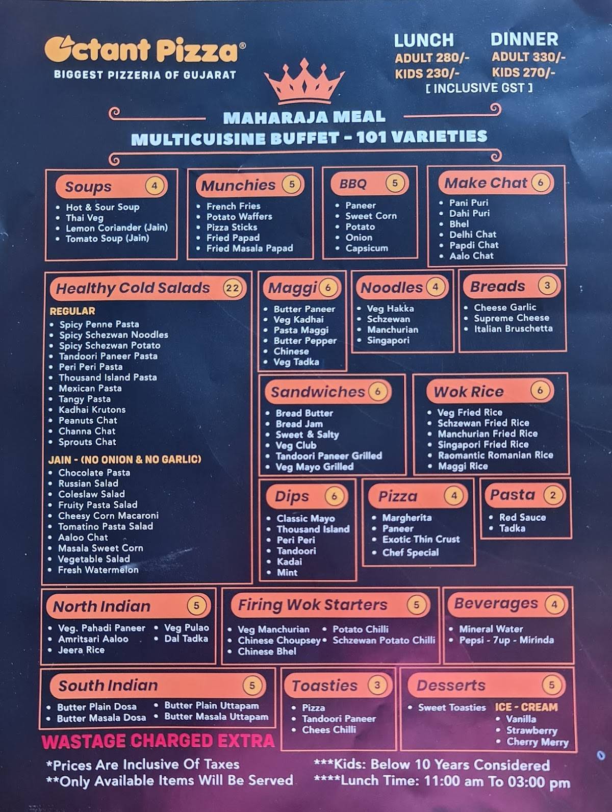 Menu at Octant Pizza (Prahladnagar), Ahmedabad, Circle P Complex