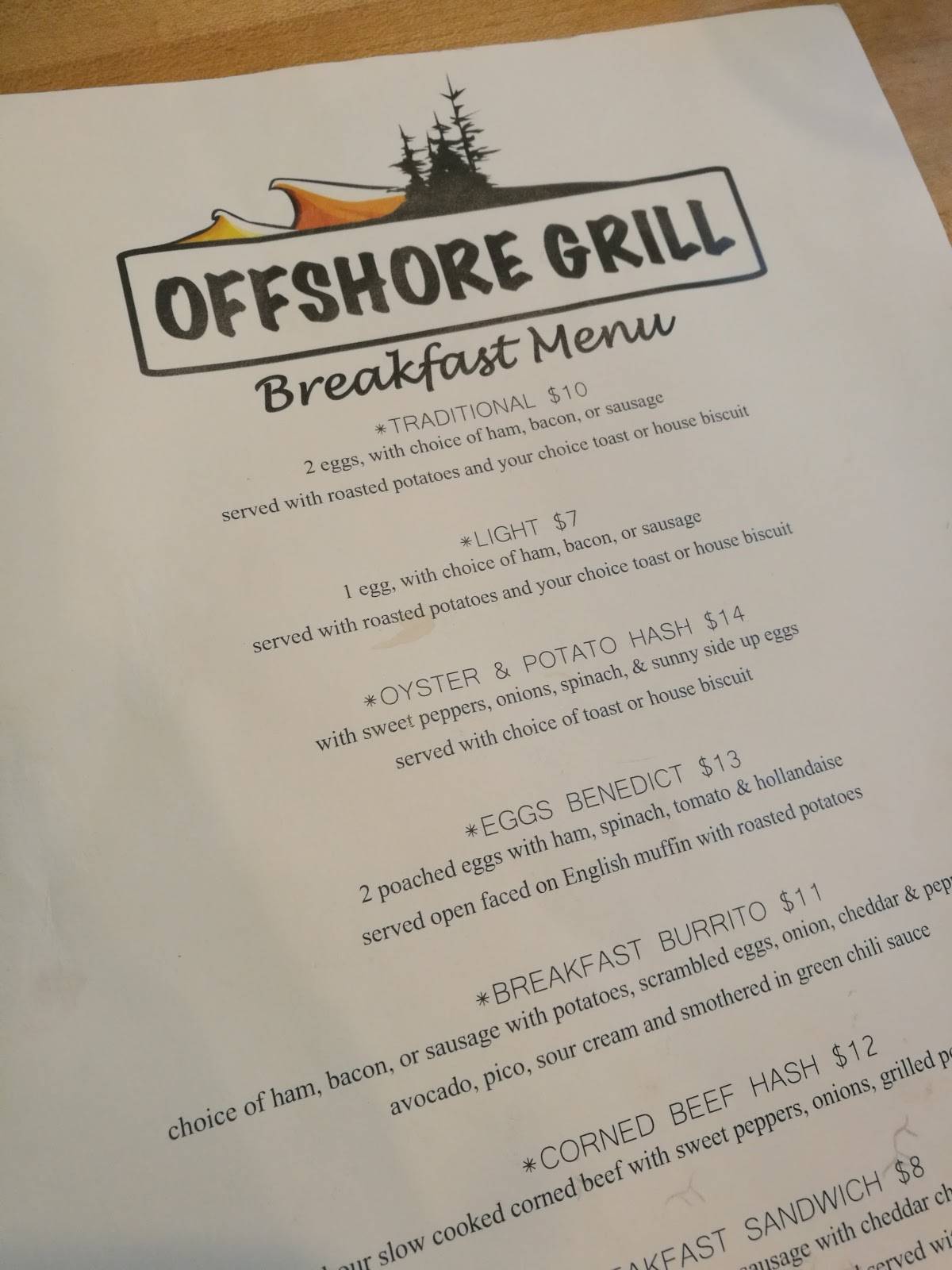 Menu at Offshore Grill and Coffee House, Manzanita