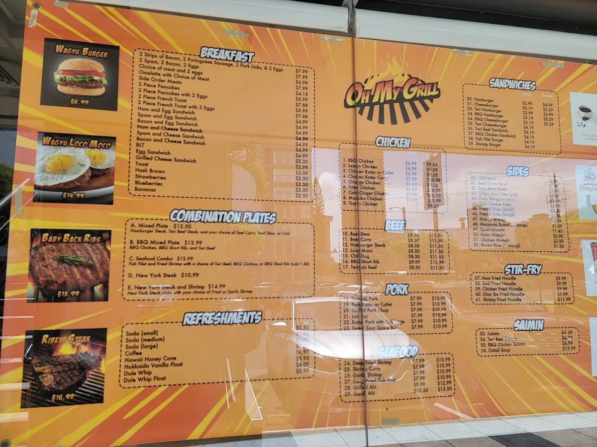 Menu at Oh My Grill- McCully restaurant, Honolulu