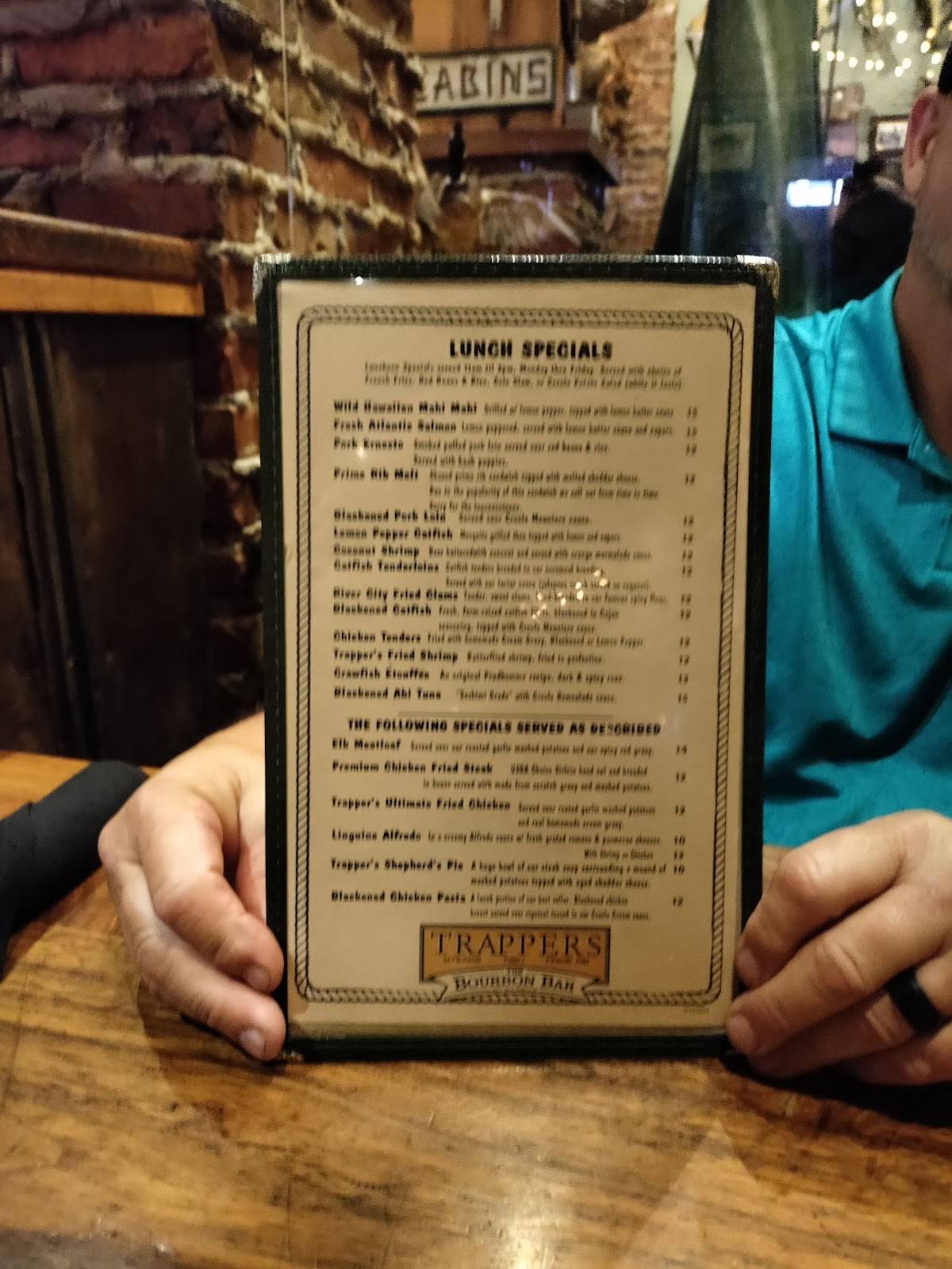 Menu at Trapper's Fishcamp & Grill restaurant, Oklahoma City