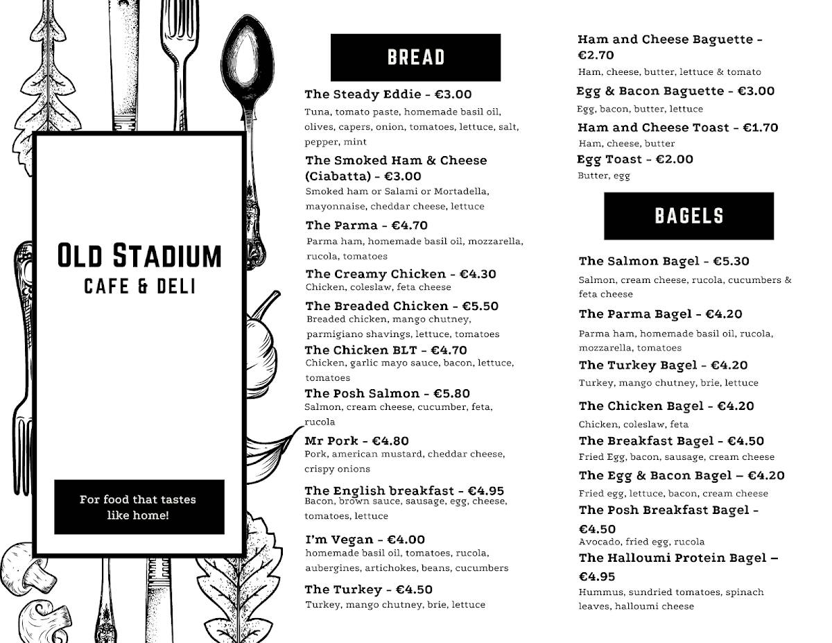 Menu at Old Stadium Café & Deli cafe, Ta' Xbiex