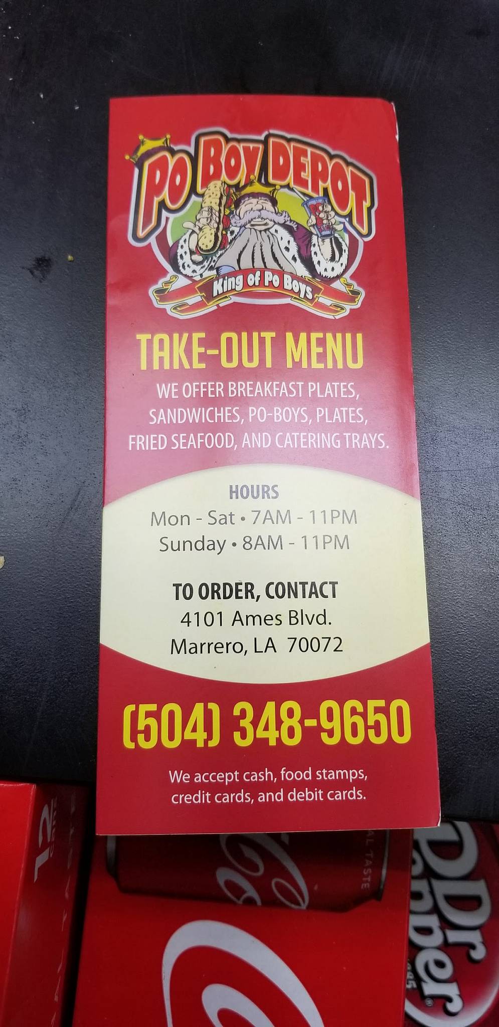 Menu at PO Boy Depot LLC restaurant, Marrero