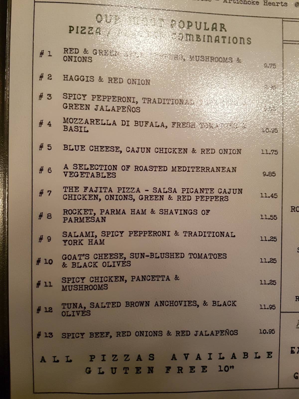 Menu at Paco's Restaurant, Perth
