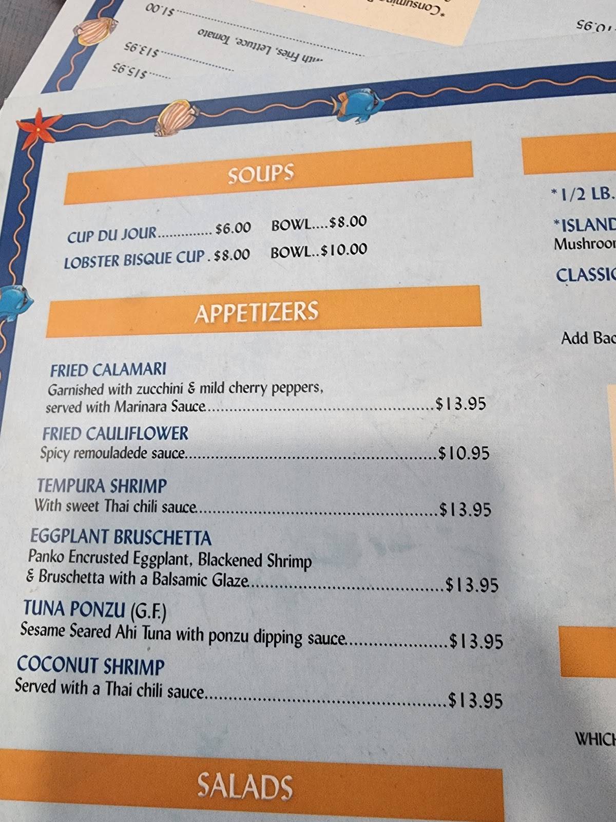 Menu at The Islander Grill and Tiki Bar, Palm Beach Shores
