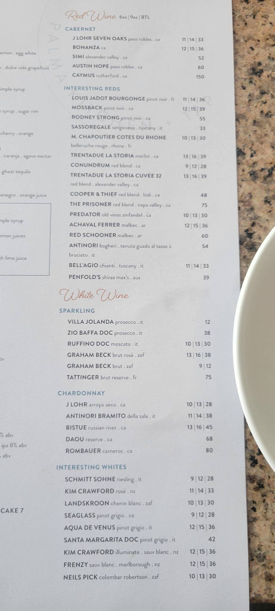 Menu at Palma Kitchen + Tap restaurant, Queen Creek