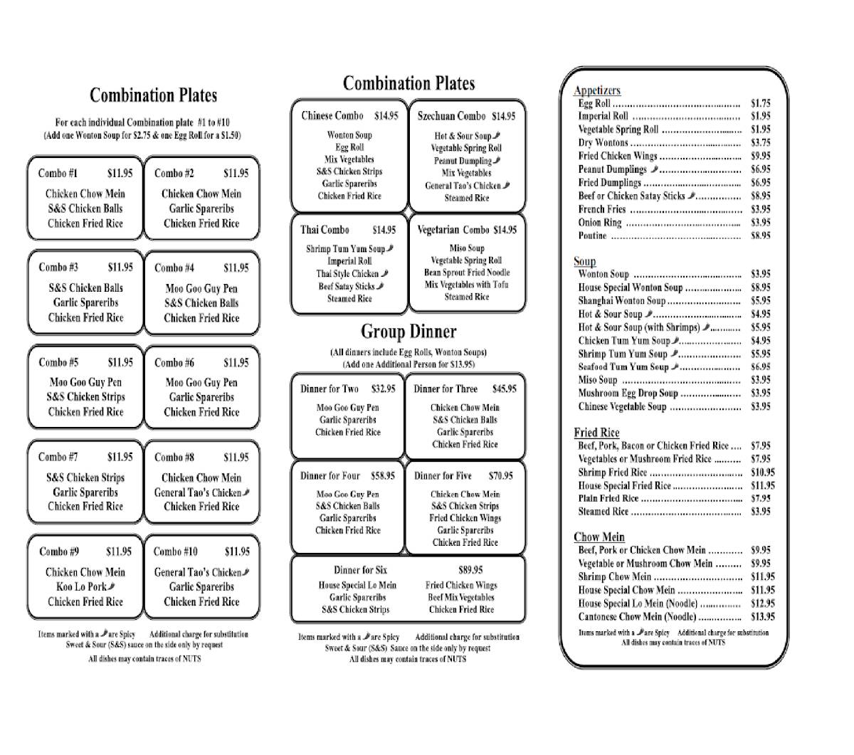 Menu at Panda restaurant, Cornwall