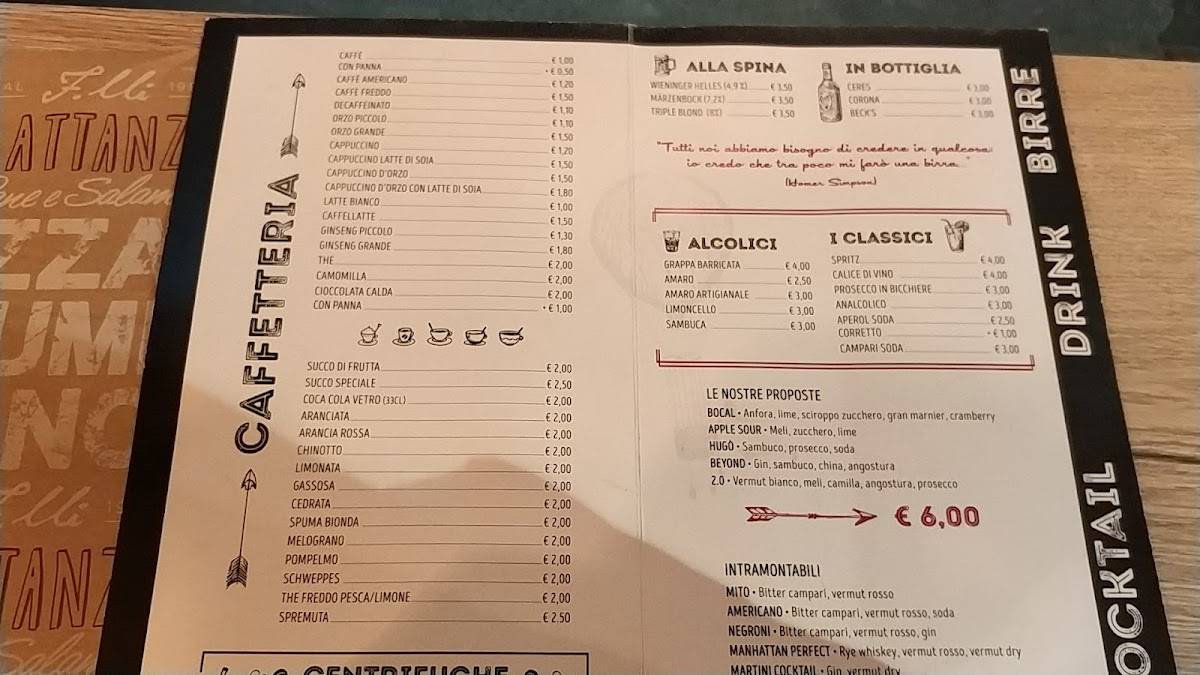 Menu at Pane E Salame - F.lli Lattanzi restaurant, Rome, Via di ...