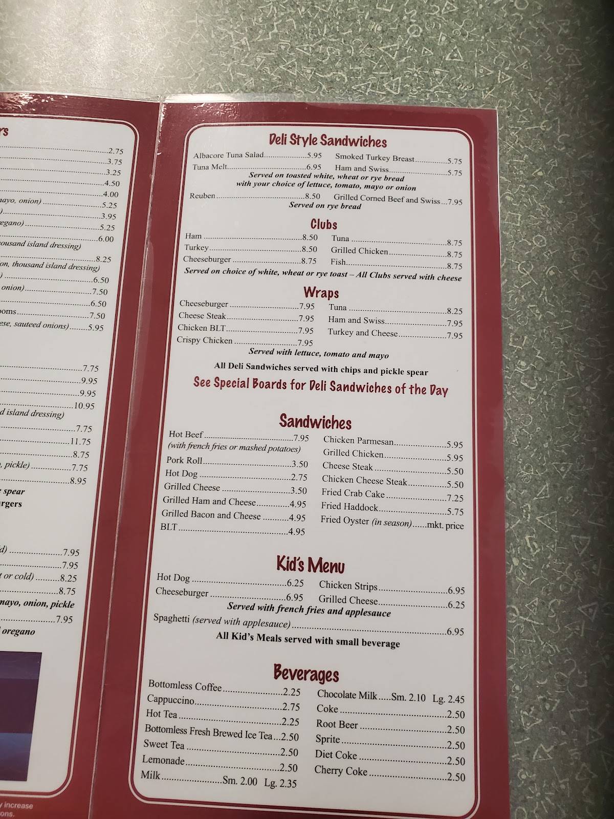 Menu at Papertown Dairy Bar & Restaurant, Spring Grove