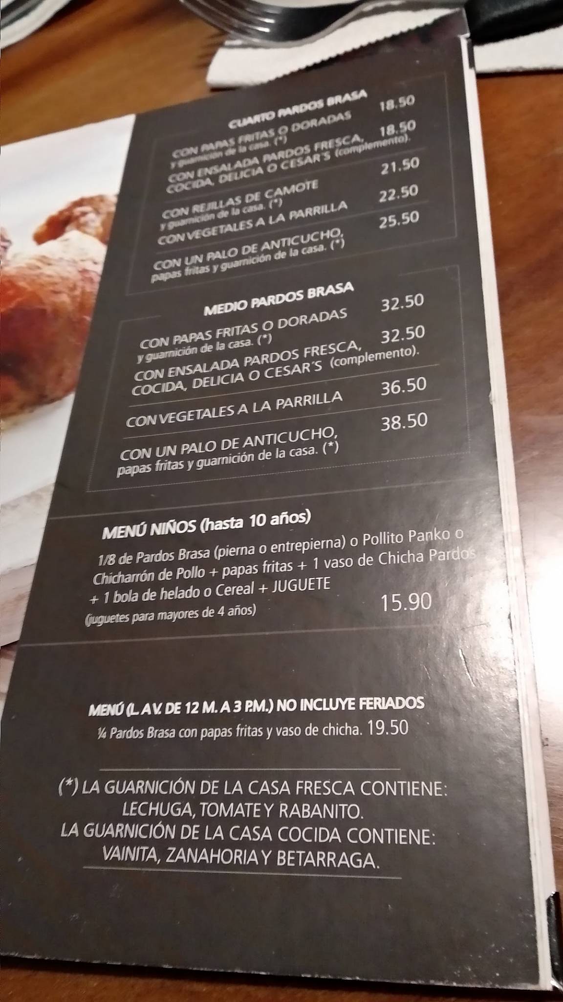 Carta del restaurante Pardos Chicken, Jesus Maria, Av. Gral. Eugenio ...