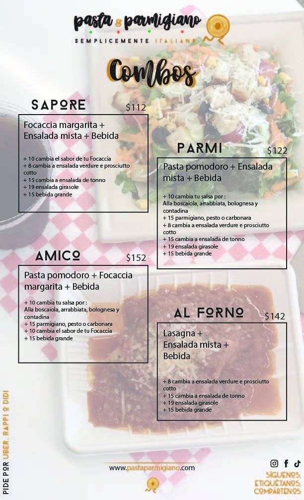 Menu at Pasta & Parmigiano restaurant, Mexico City, Av Periférico Canal ...