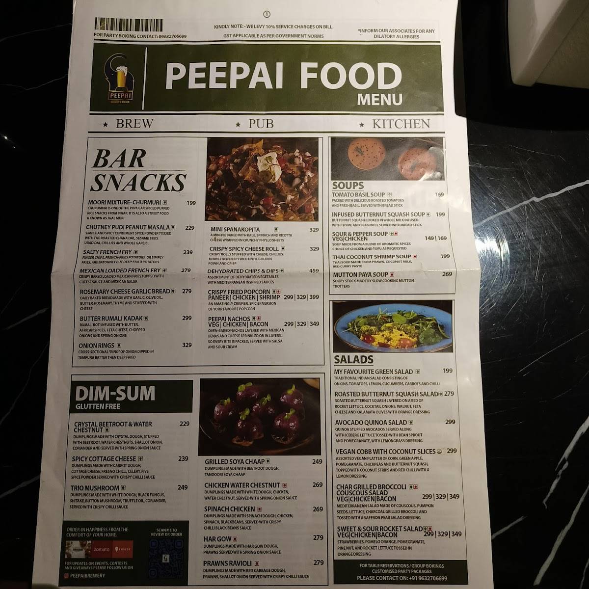 Menu at Peepai Kitchen & Brewery, Bengaluru