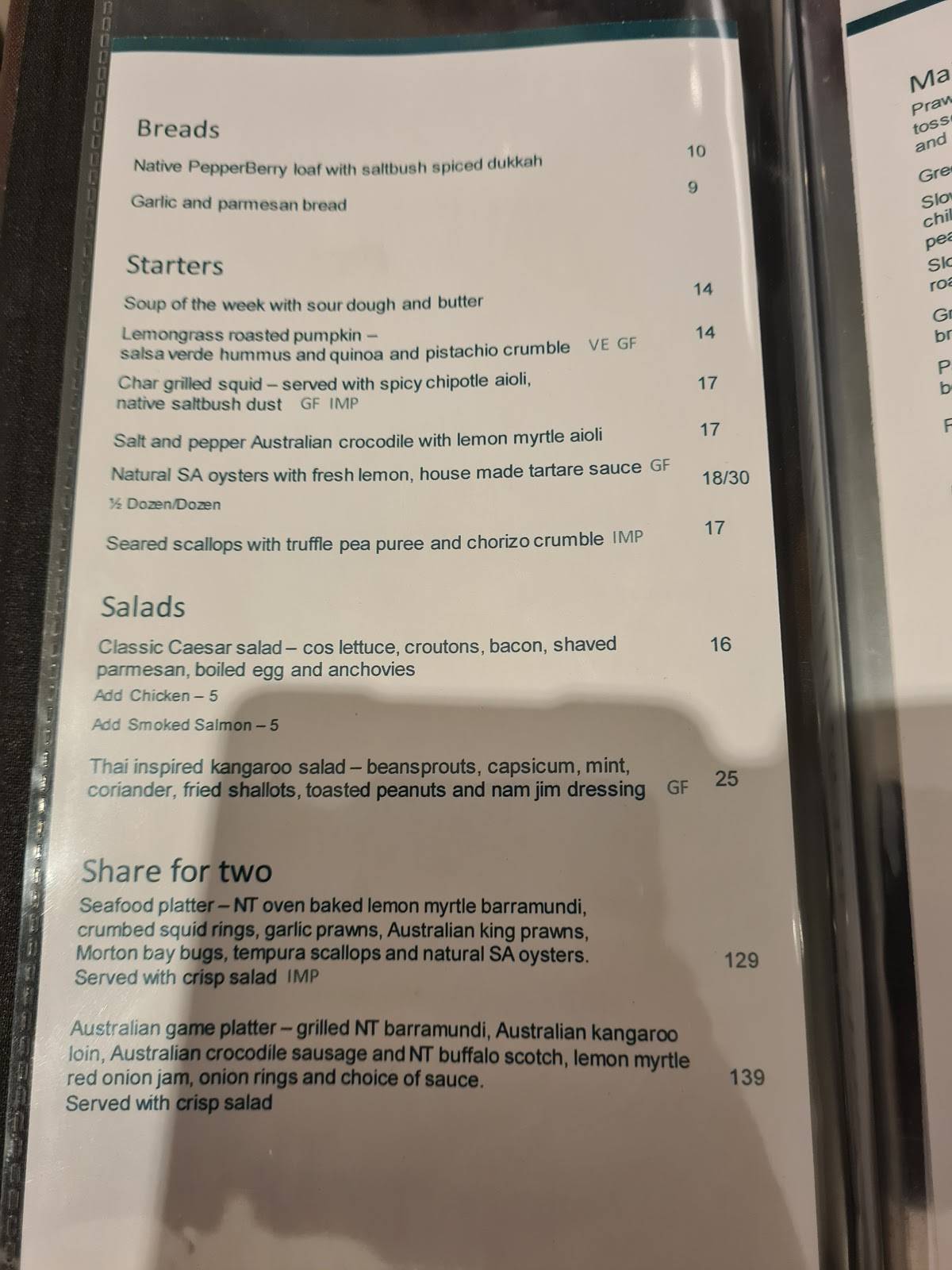 Menu at PepperBerry Restaurant, Darwin City