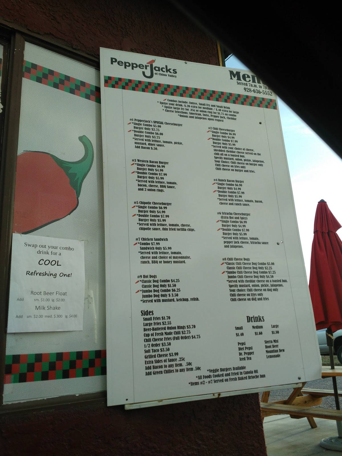 Menu at PepperJacks of Chino Valley restaurant, Chino Valley