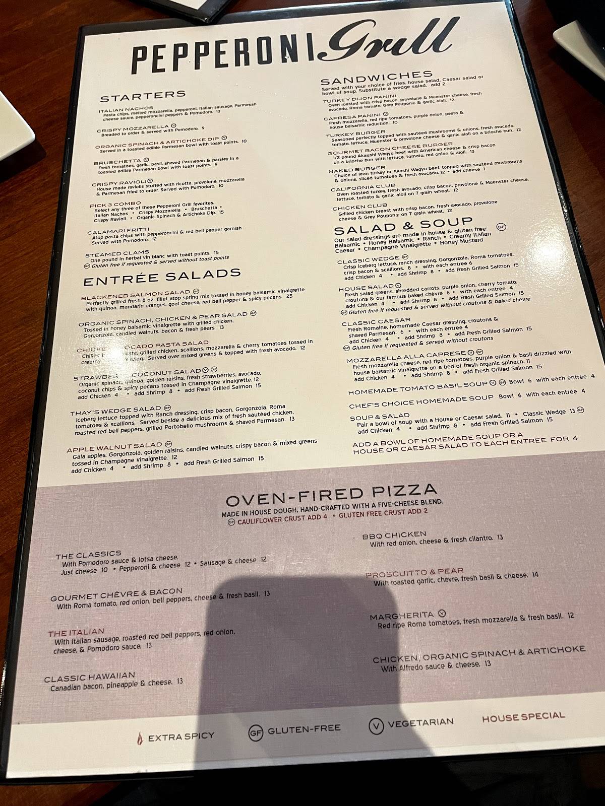 Menu at Pepperoni Grill - Memorial Rd pub & bar, Oklahoma City