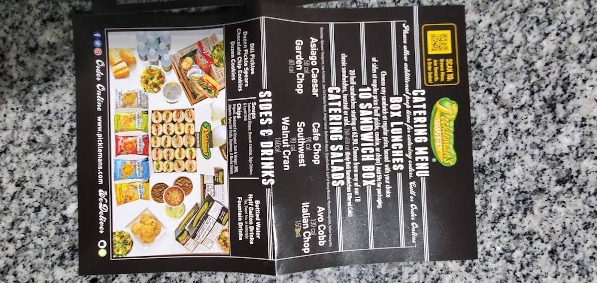 Menu at Pickleman's Gourmet Cafe, Noblesville
