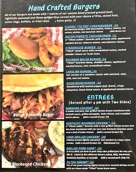 Menu at The Tilted Ladder desserts, Pilot Mountain