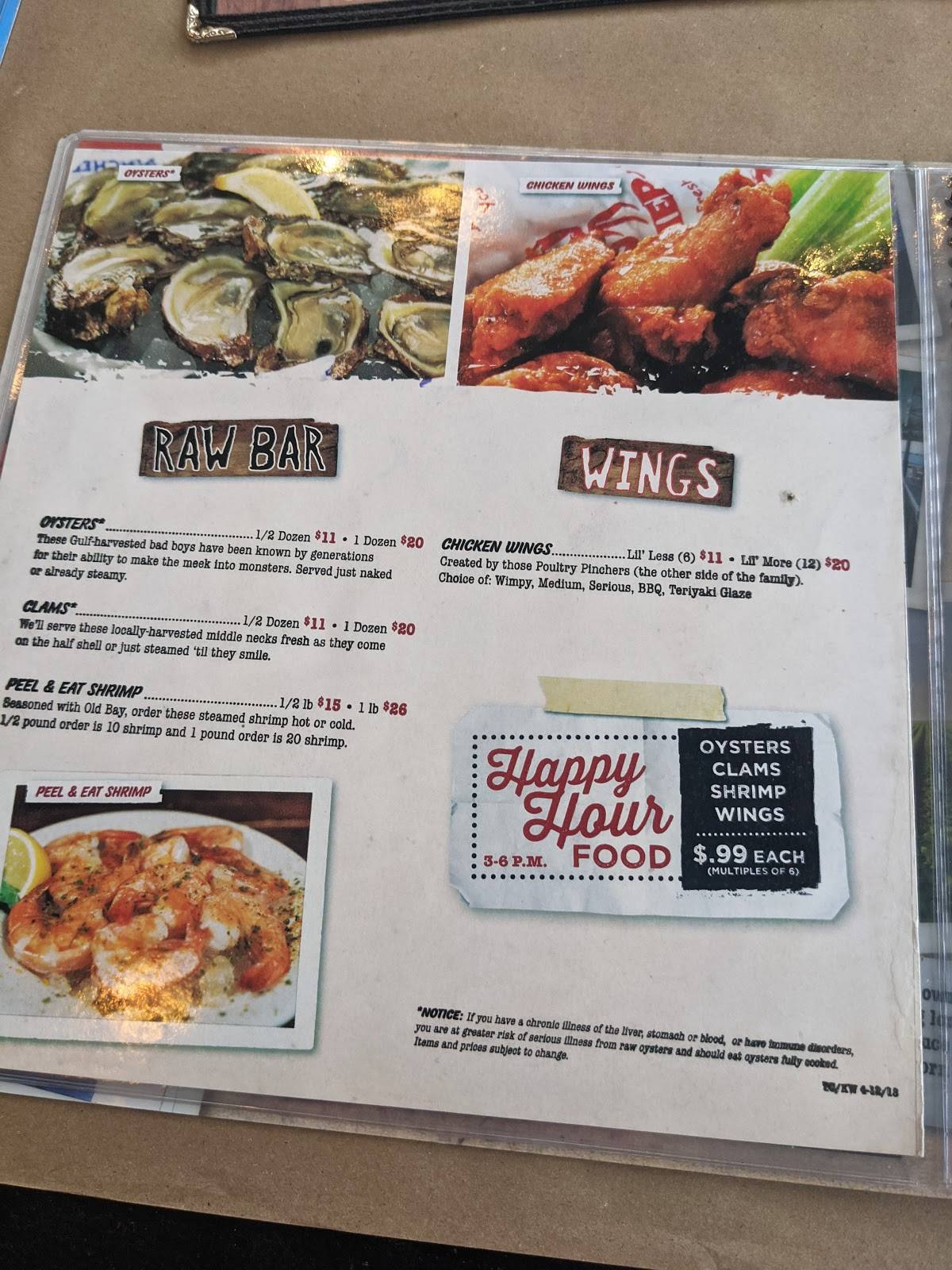 Menu at Pinchers restaurant, Key West