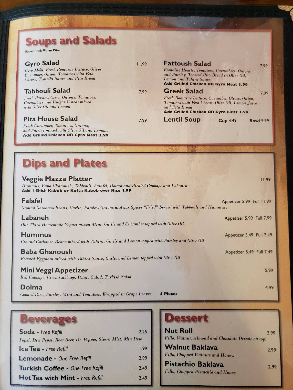 Menu at Pita House restaurant, Battle Ground, 715 W Main St #117
