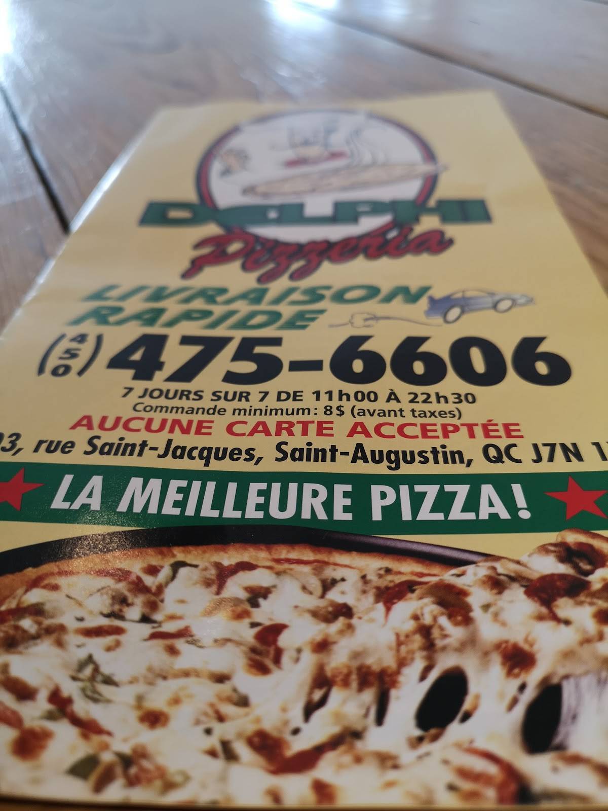 Menu au Pizza Delphi Sous-Marins pizzeria, Mirabel