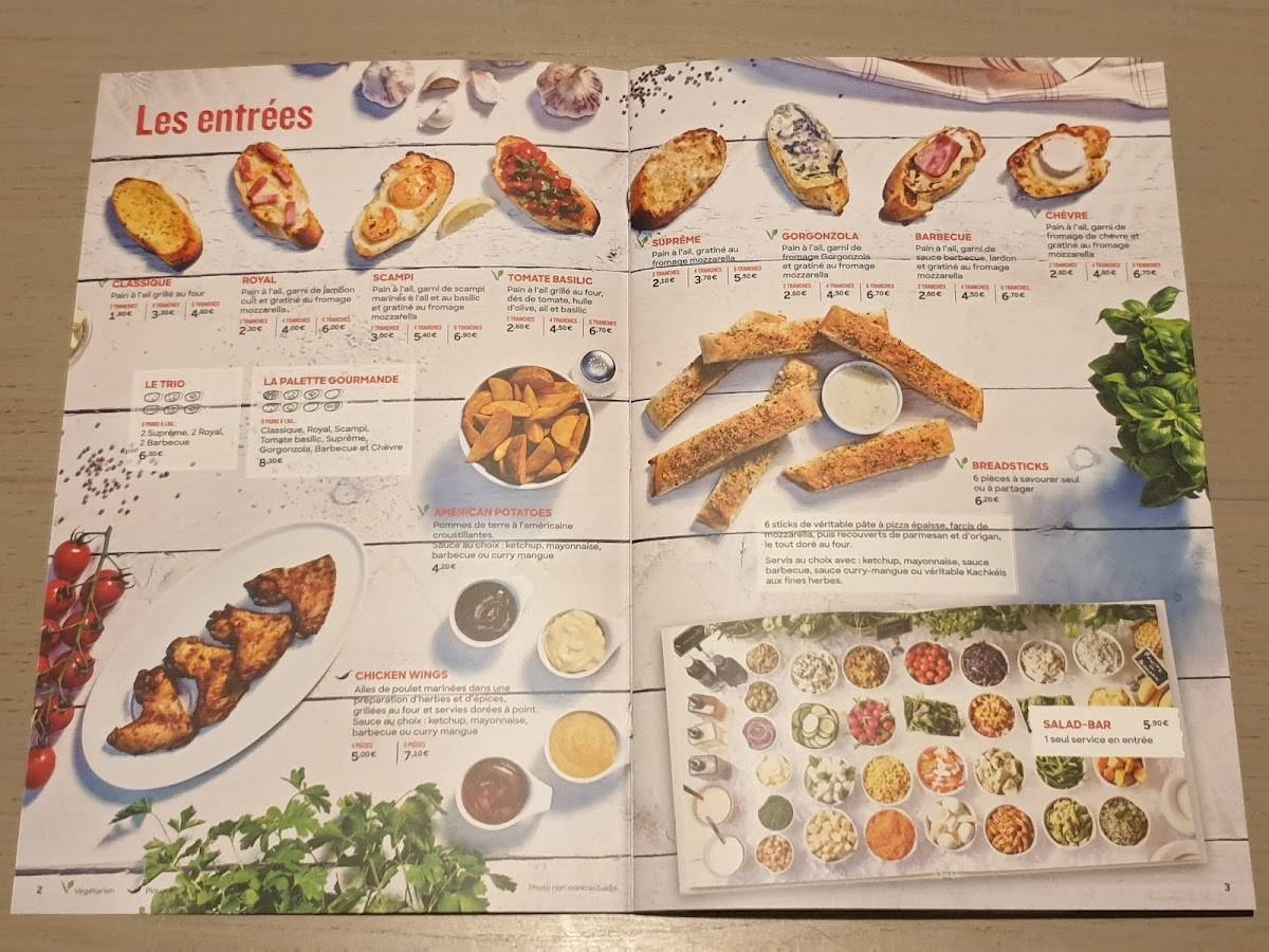 Menu au Pizza Hut Rodange, Pétange
