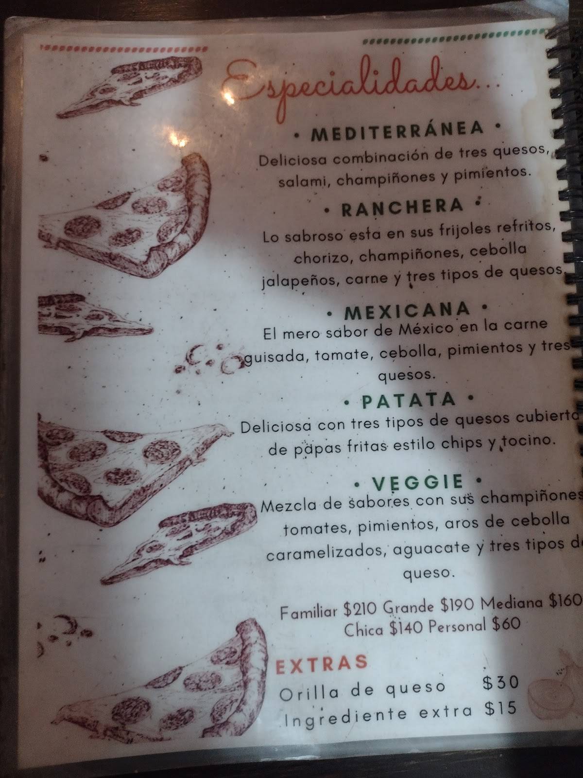 Menu at Pizzas Xavier pizzeria, Campeche
