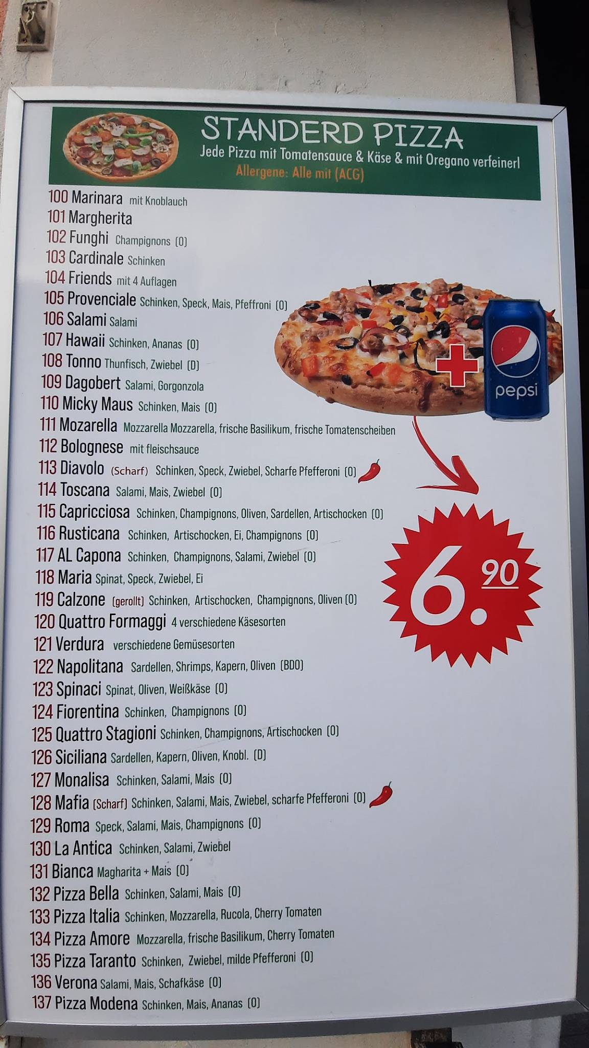 Speisekarte von Pizzeria Bella Italia 1210 Wien, Wien