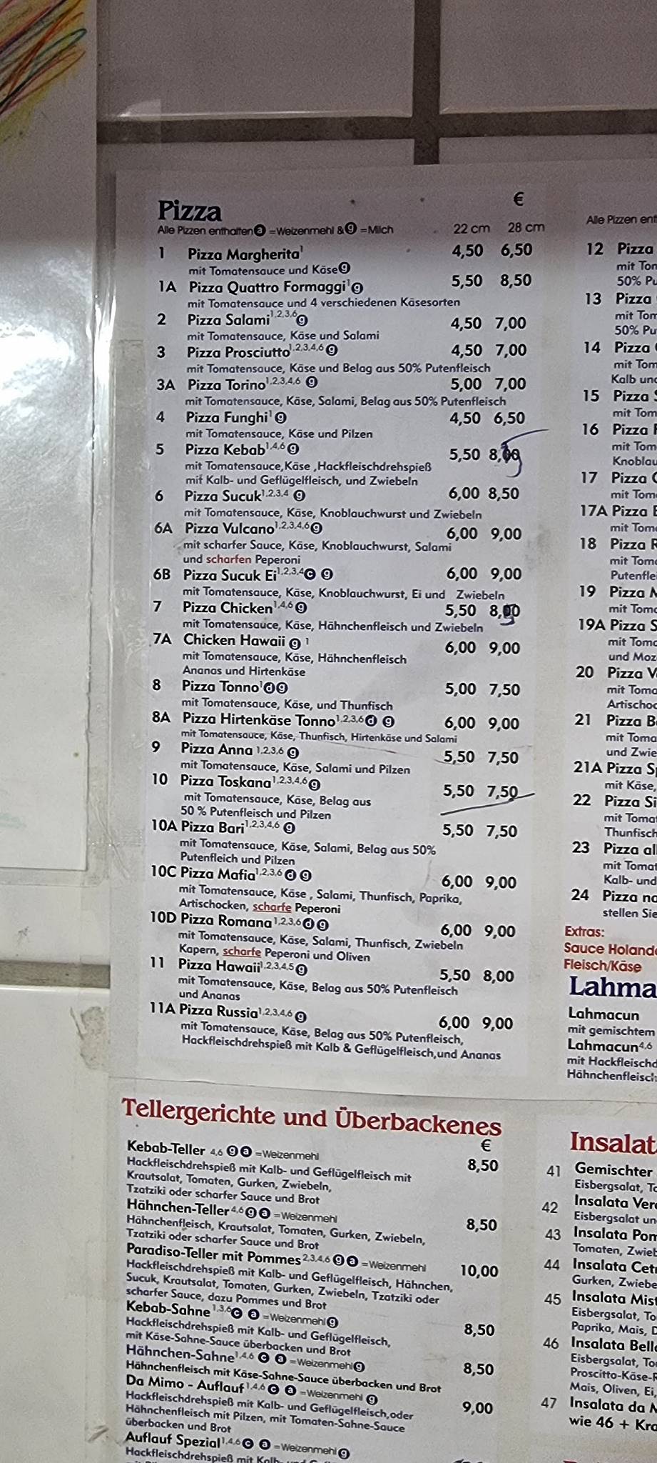 Menu at Pizzeria Da Mimo, Papenburg