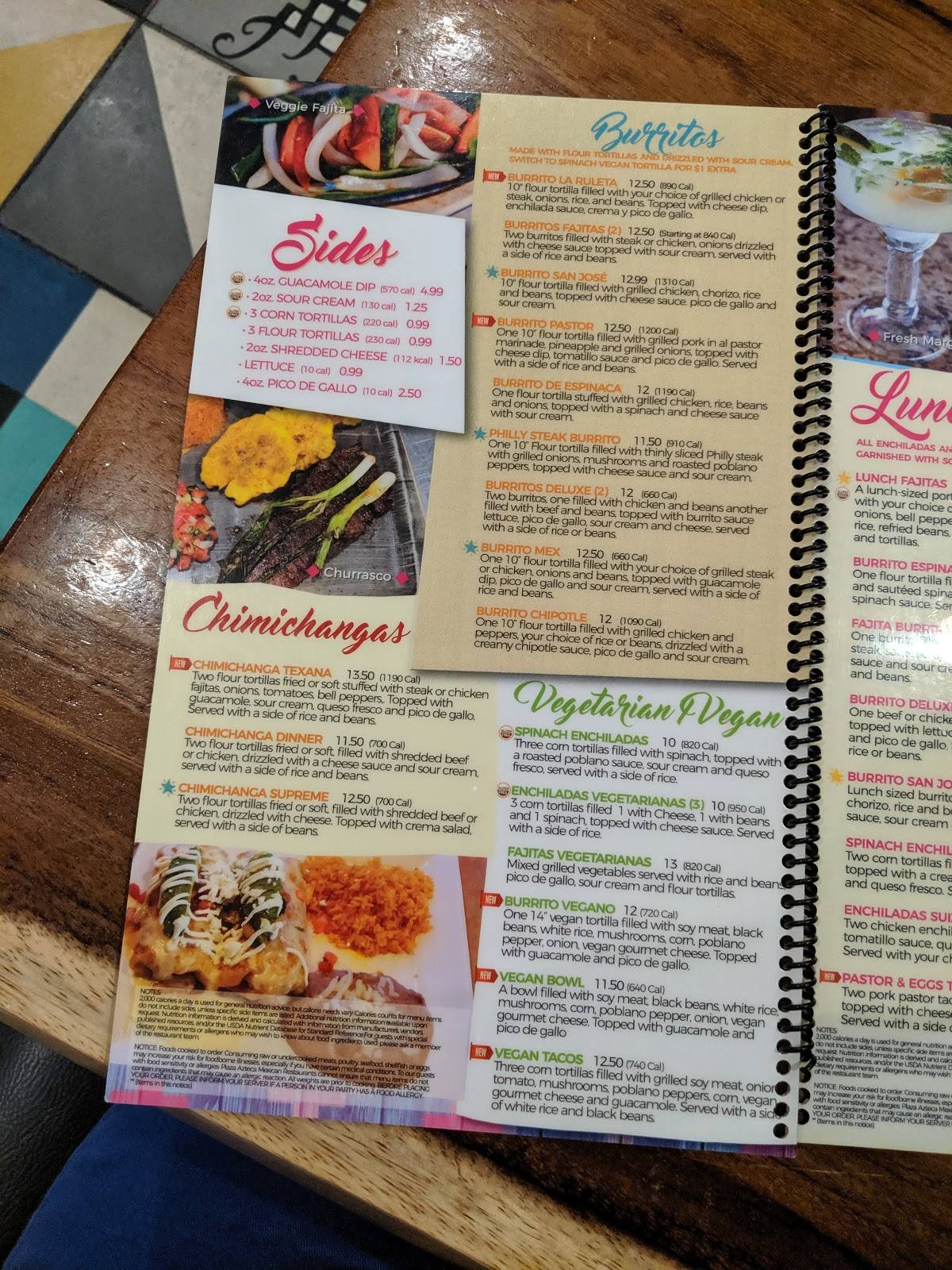 Menu at Plaza Azteca Mexican Restaurant · Lancaster, Lancaster ...