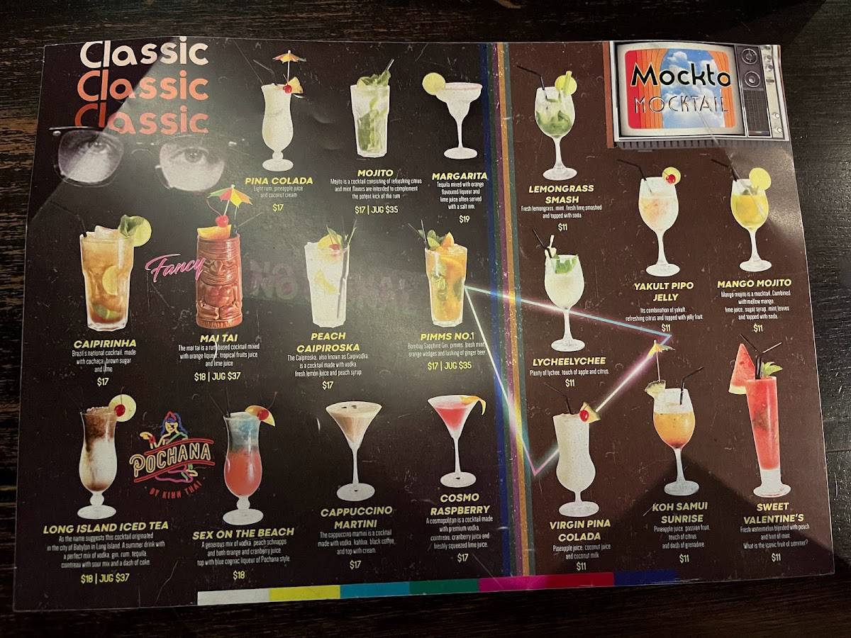 Menu at Pochana restaurant, Brisbane City