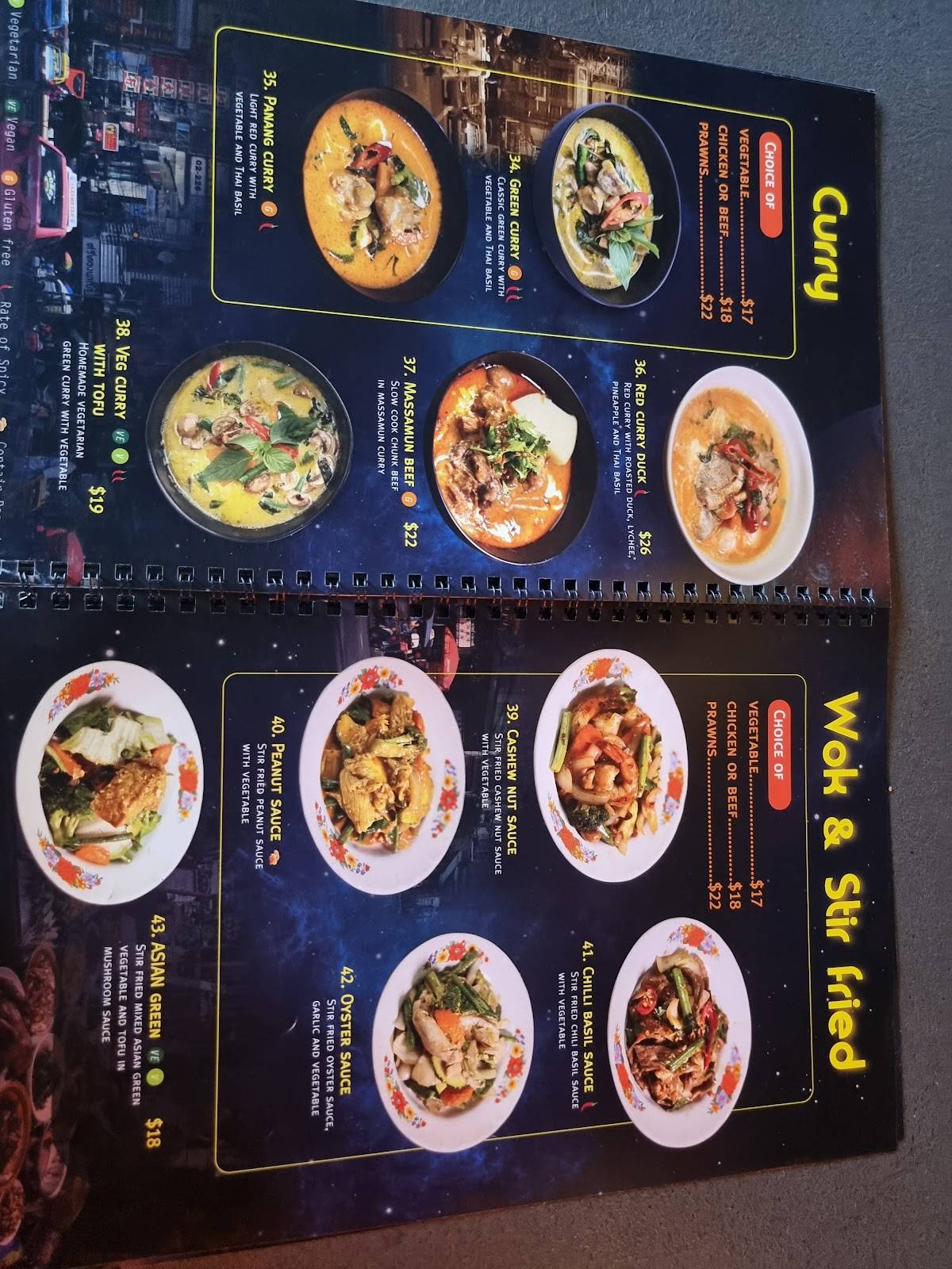 Menu at Pochana restaurant, Brisbane City
