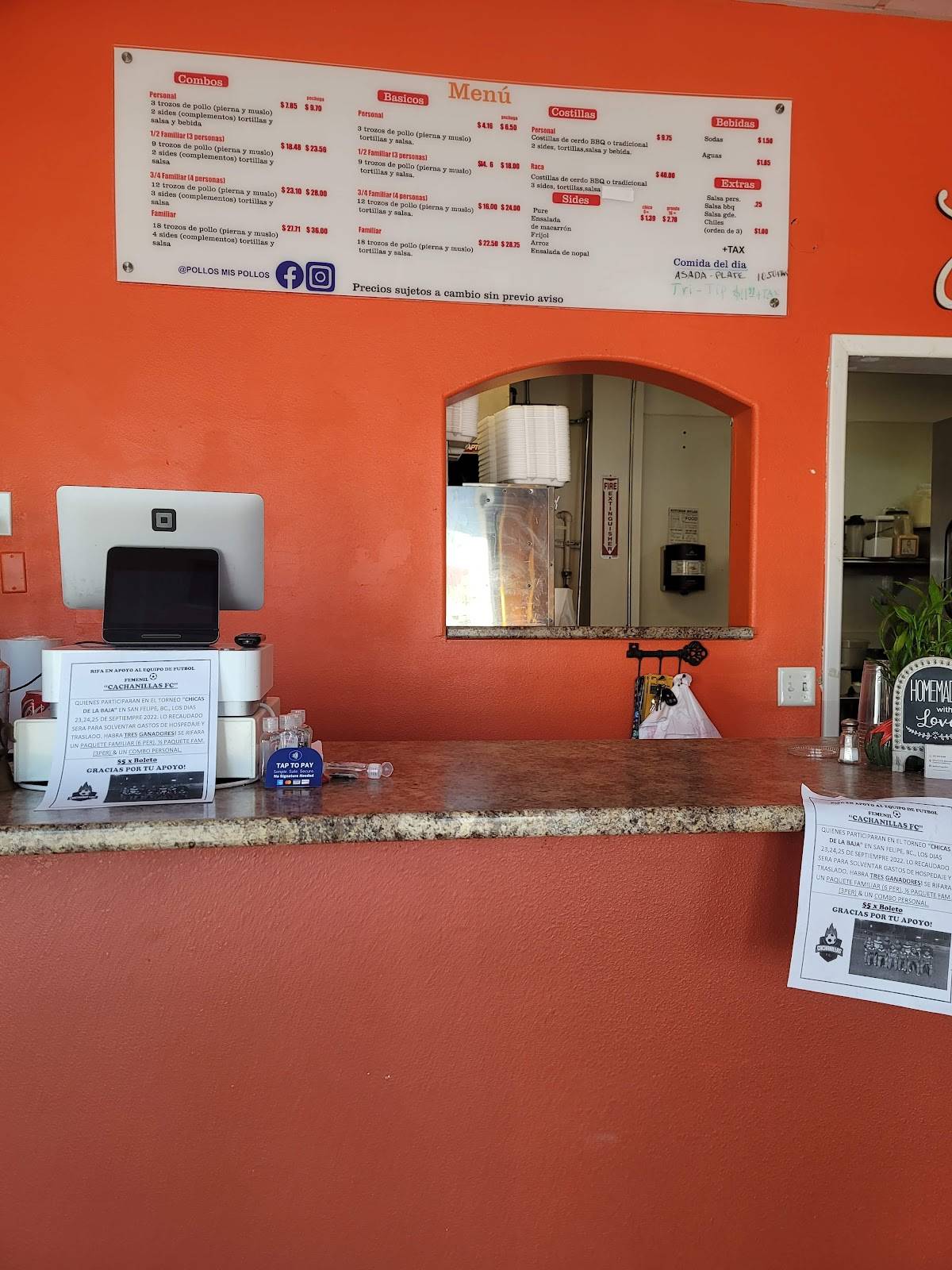 Menu at Pollos MI Pollo restaurant, Calexico