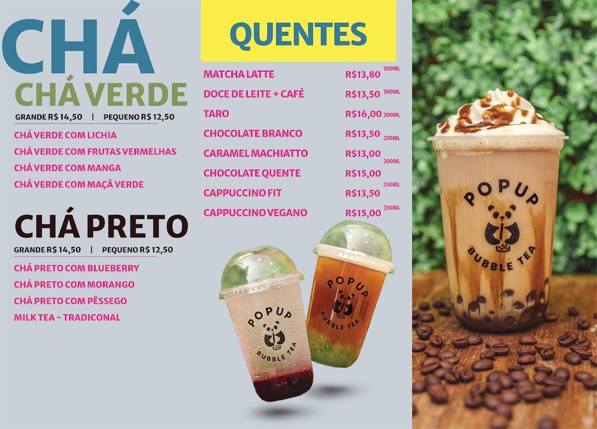 Menu em Pop Up Bubble Tea, Torres