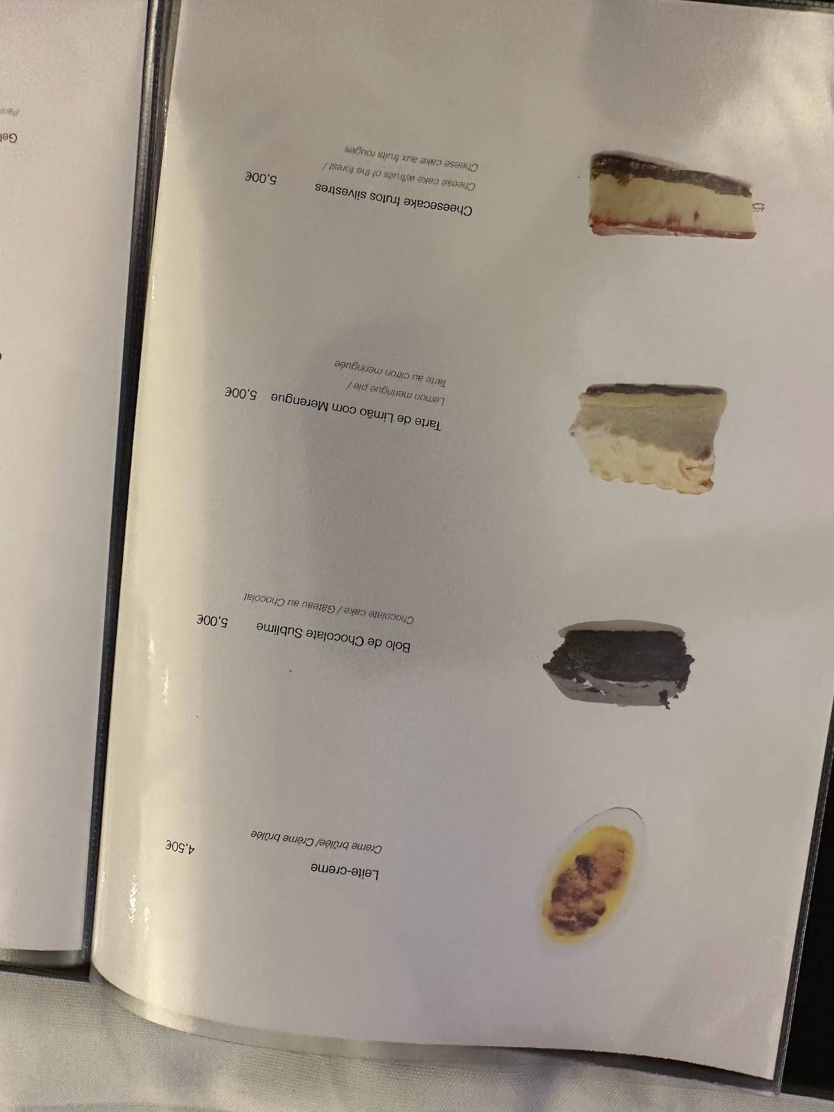 Menu at 5 Oceanos restaurant, Matosinhos