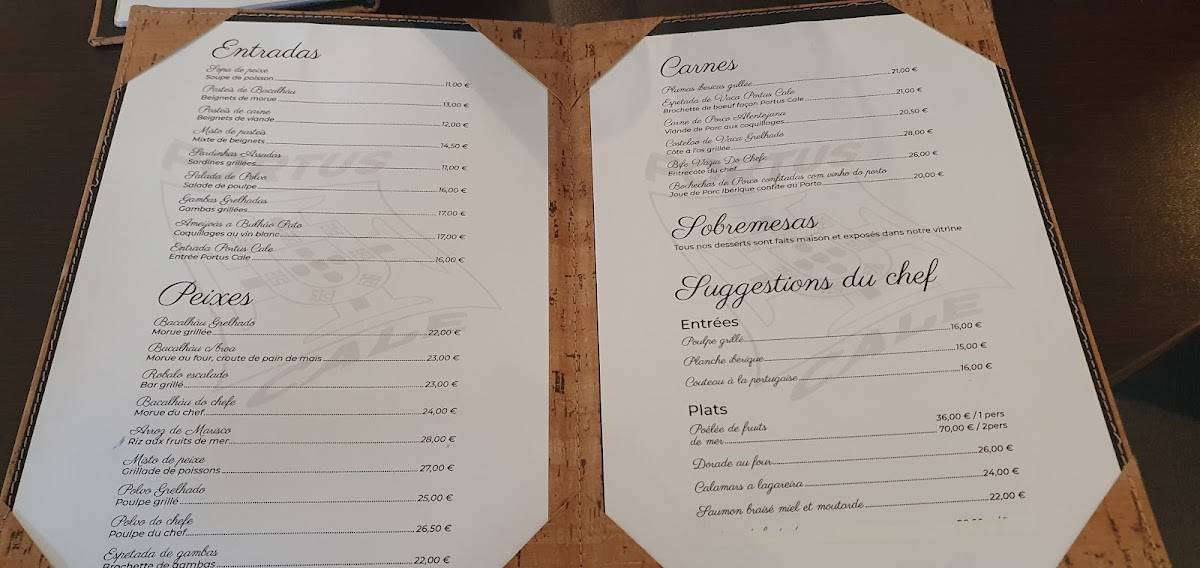 Menu au Portus Cale, Charleroi