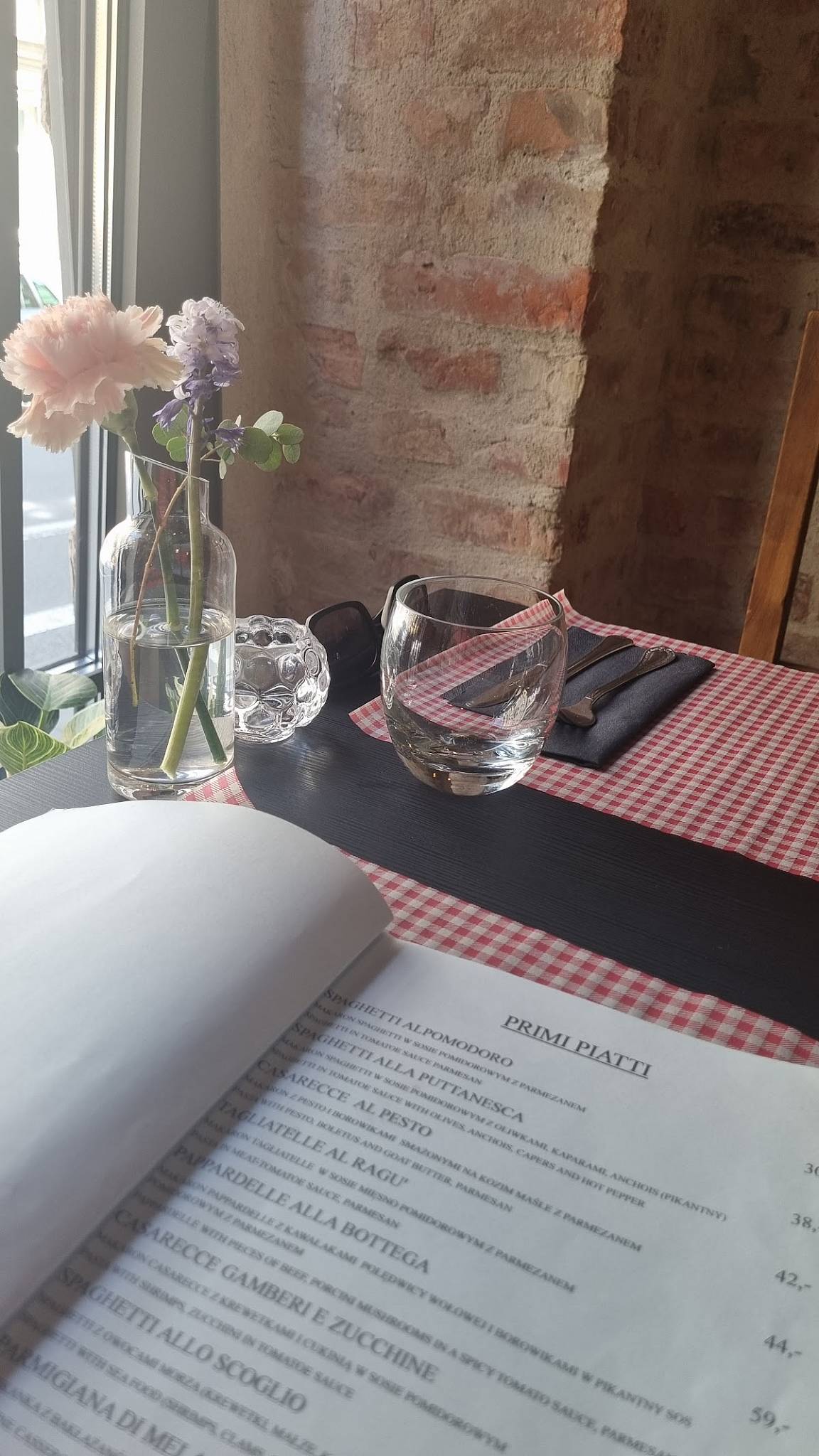 Menu at La Bottega restaurant, Poznań
