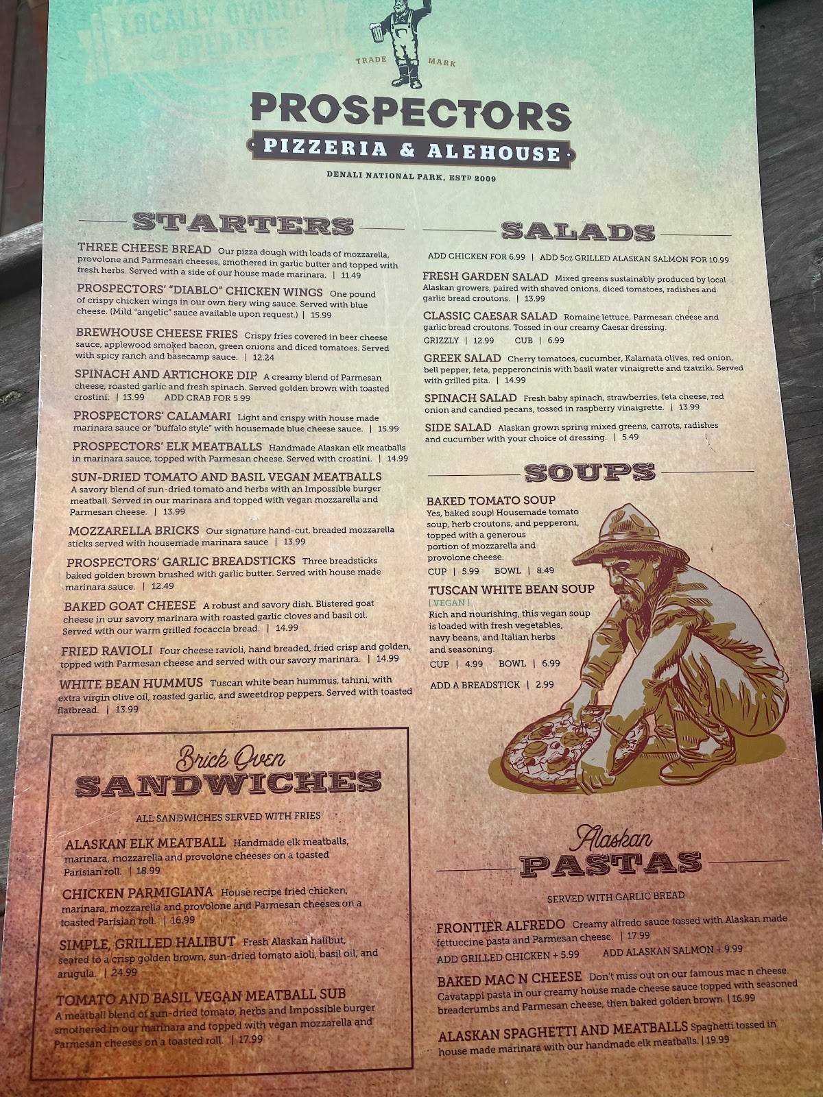 Menu at Prospector's Pizzeria & Alehouse, McKinley Park