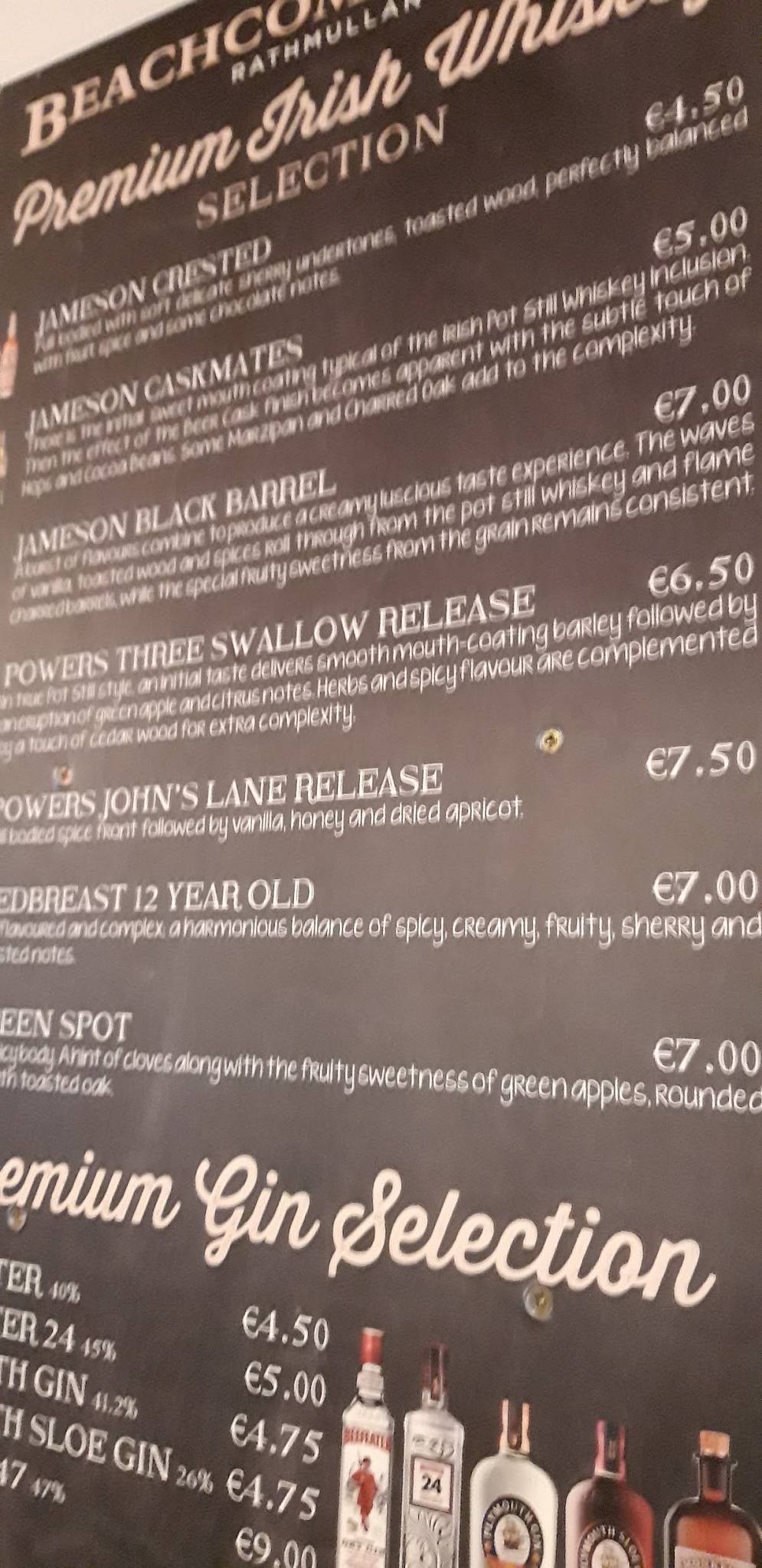 Menu at Beachcomber Bar, Rathmullan
