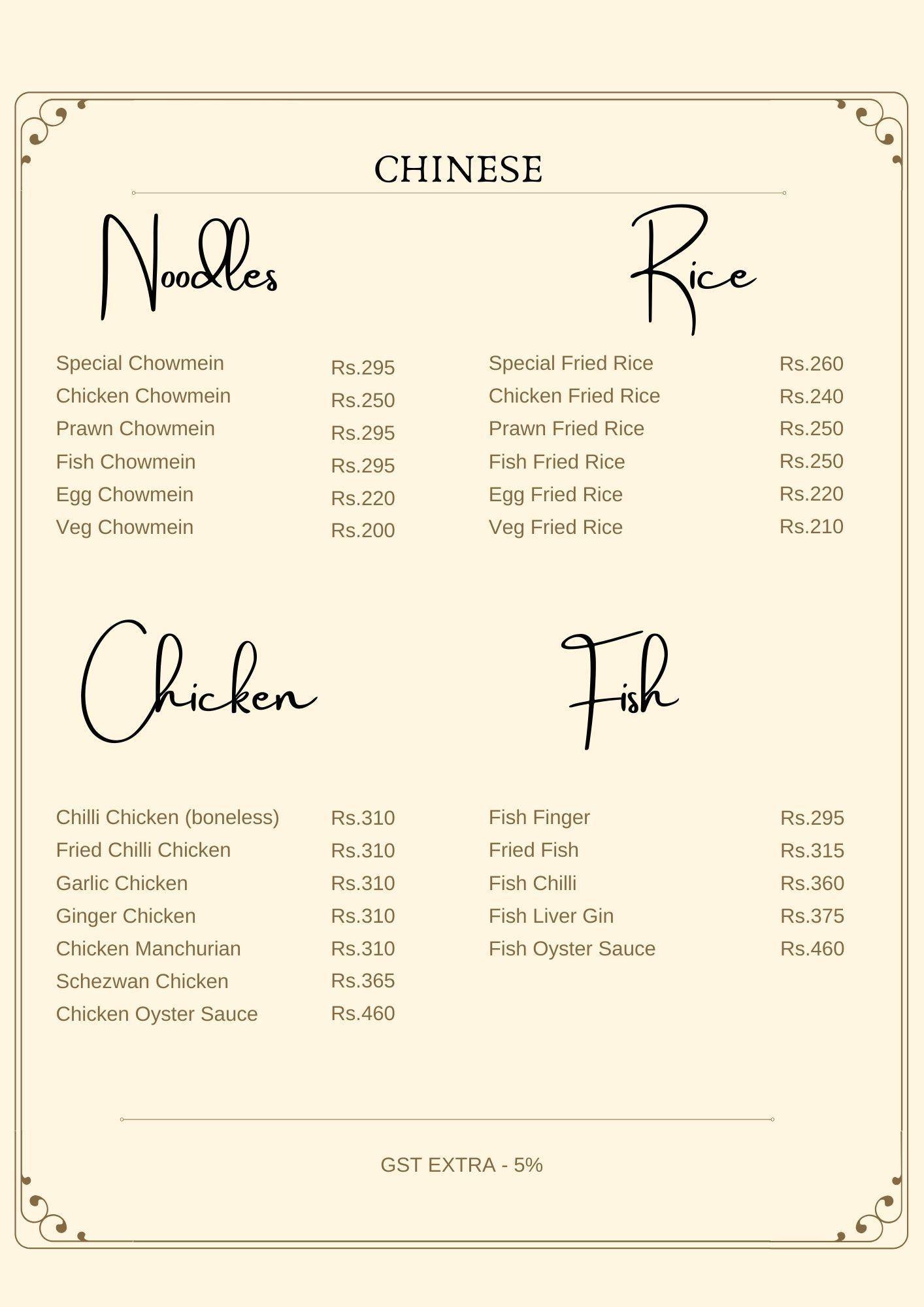 Menu at New Cathay Restaurant and Bar, Kolkata, GRAND HOTEL ARCADE