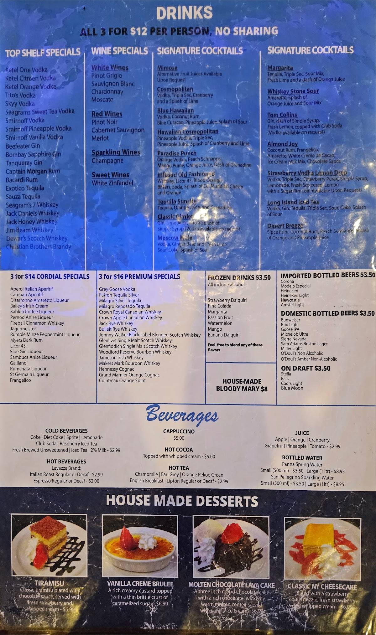 Menu at Ocean One Bar & Grille, Las Vegas