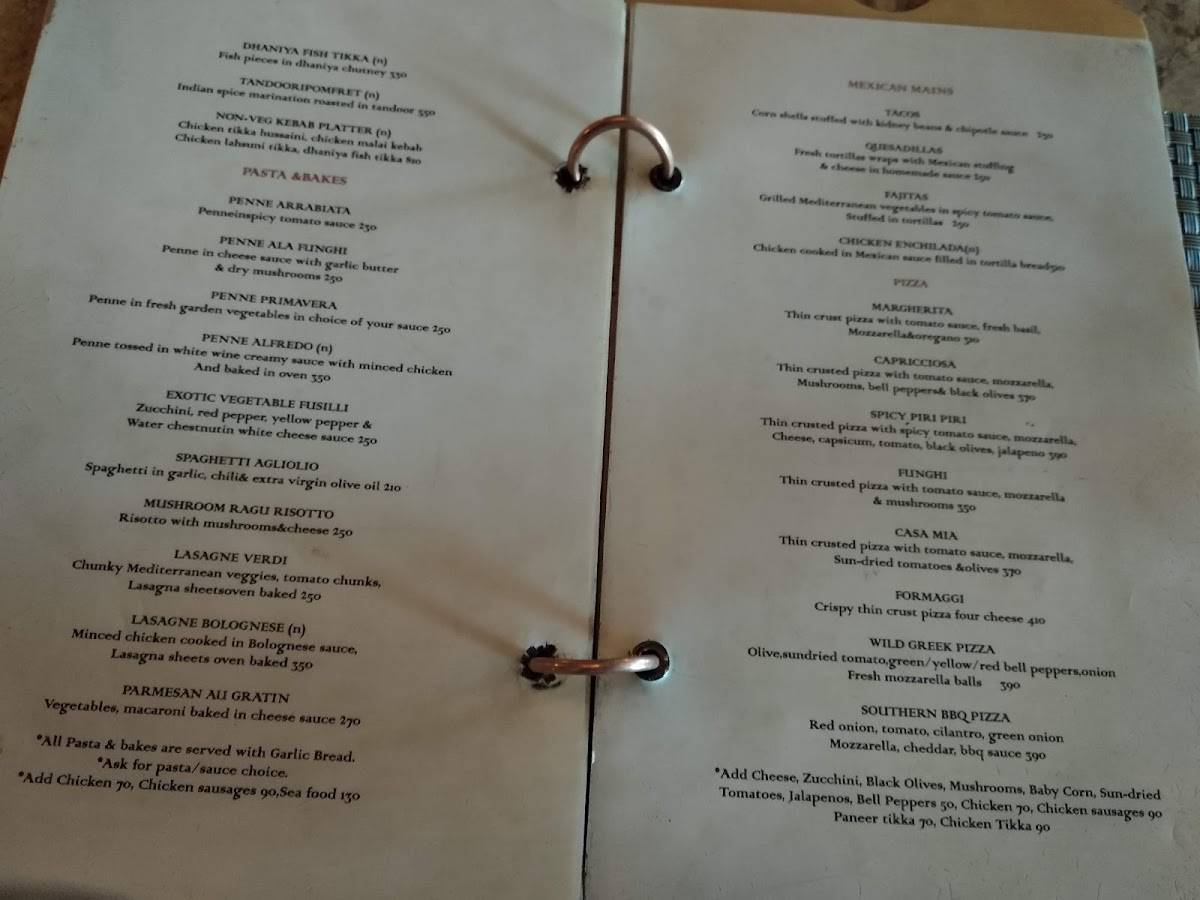 Menu at Prana Lounge, Ranchi, 6th & 7th Floor