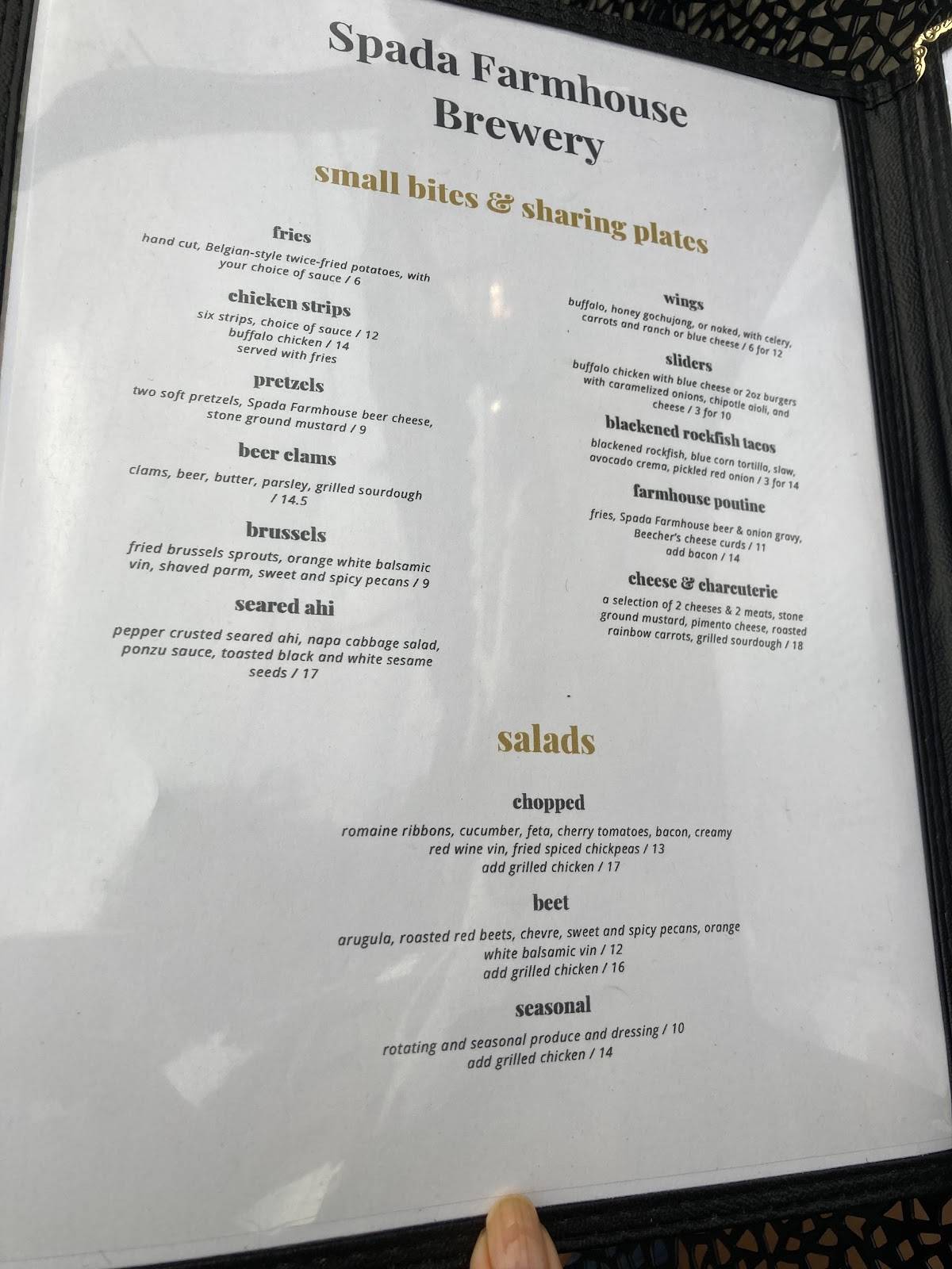 Menu at Spada Farmhouse Brewery pub & bar, Snohomish