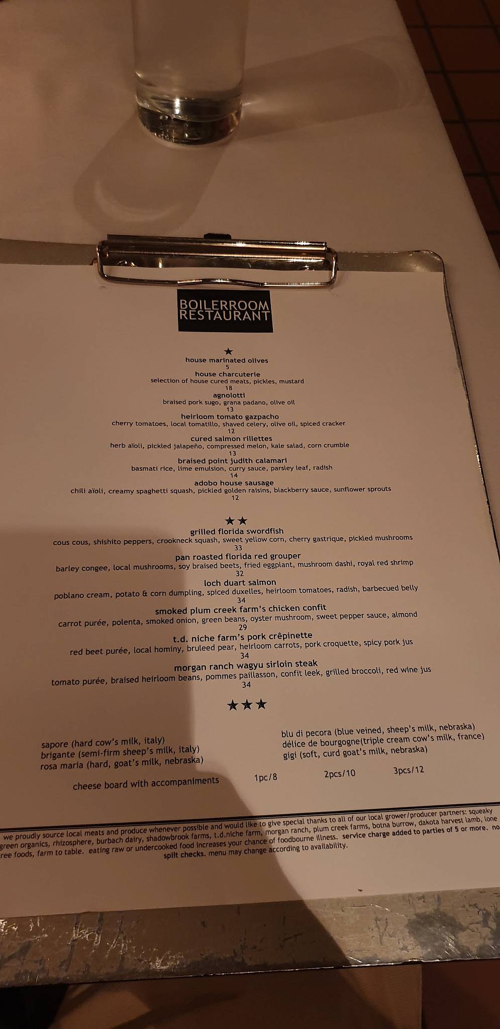 Menu at The Boiler Room pub & bar, Omaha
