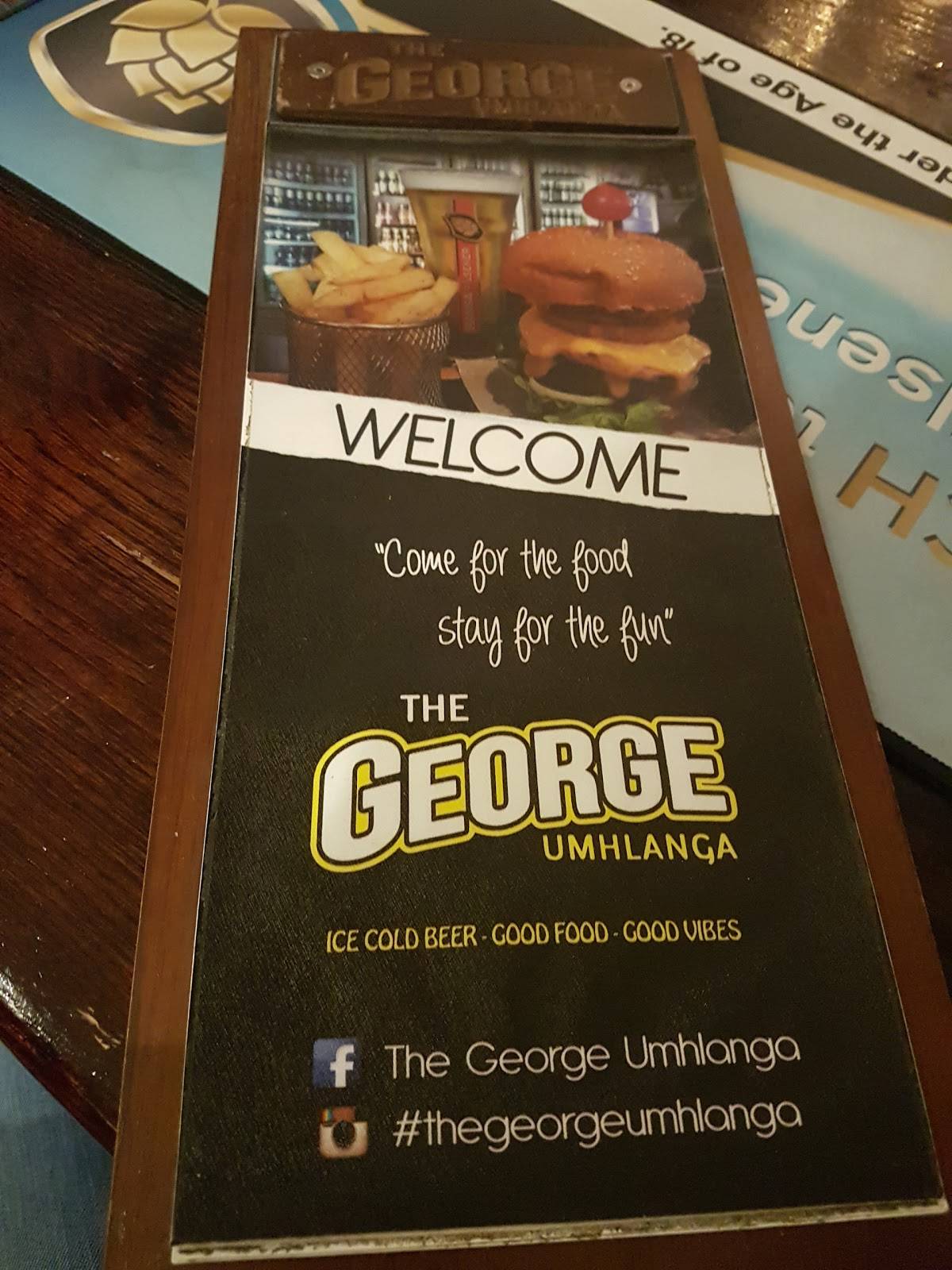 Menu at The George pub & bar, Umhlanga