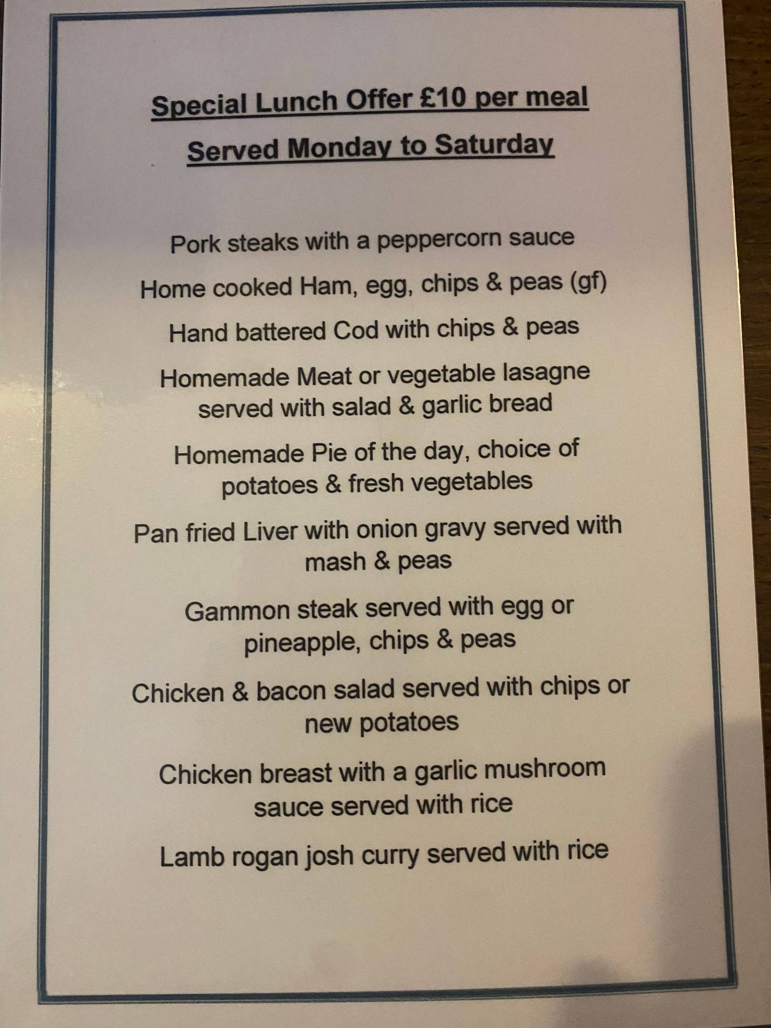 Menu at The Maypole Inn pub & bar, Taunton, Thurloxton