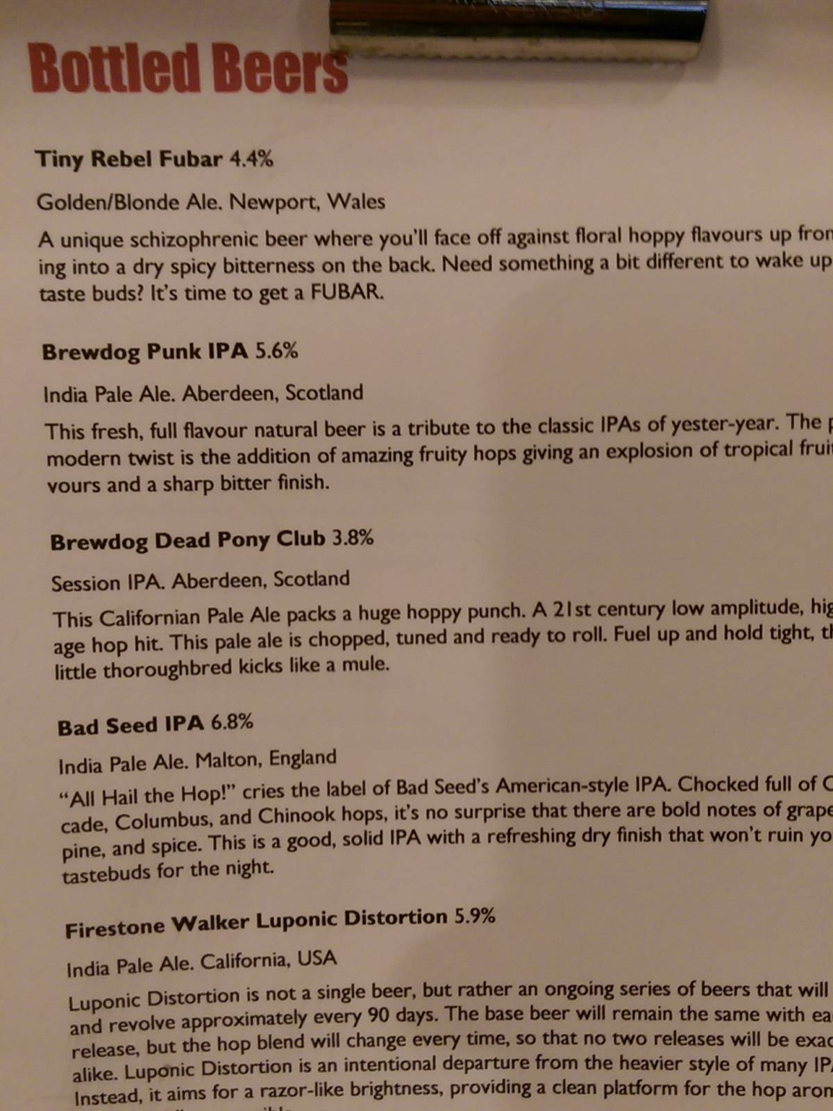 Menu at The Narrow Boat pub & bar, Skipton