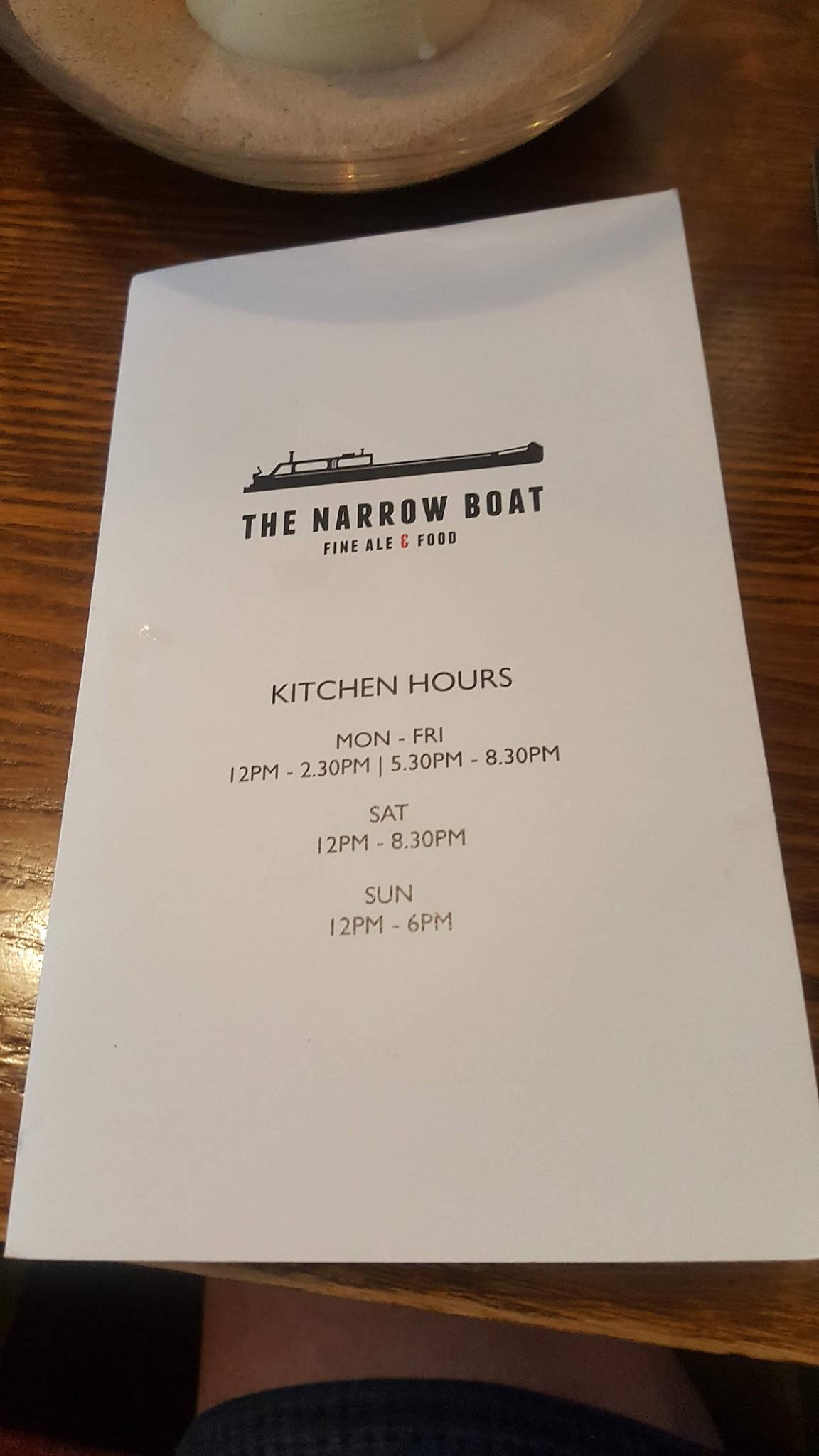 Menu at The Narrow Boat pub & bar, Skipton