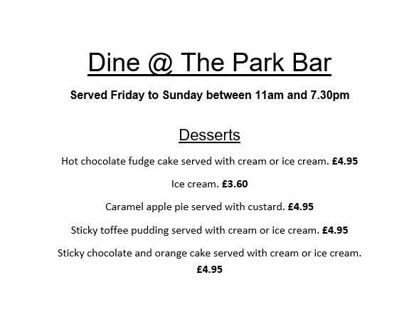 Menu at The Park Bar, Clydebank, 421-423 Dumbarton Rd